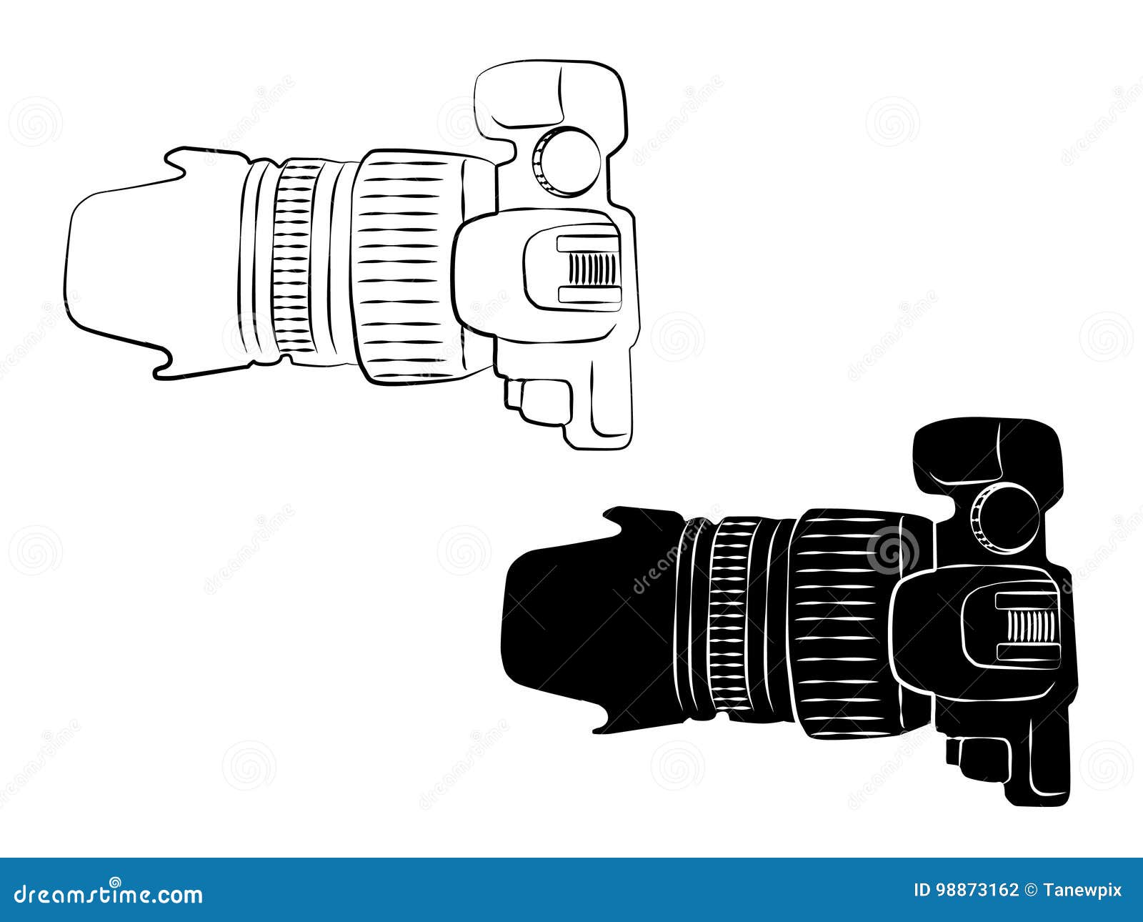 Top View Illustration White and Black Camera Vintage Icon Vector. Stock ...
