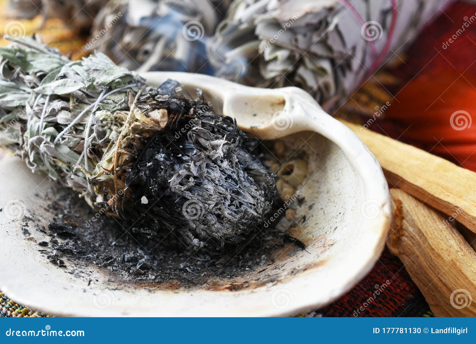 Burning White Sage Smudge Sticks Stock Photo - Image of large, healing ...