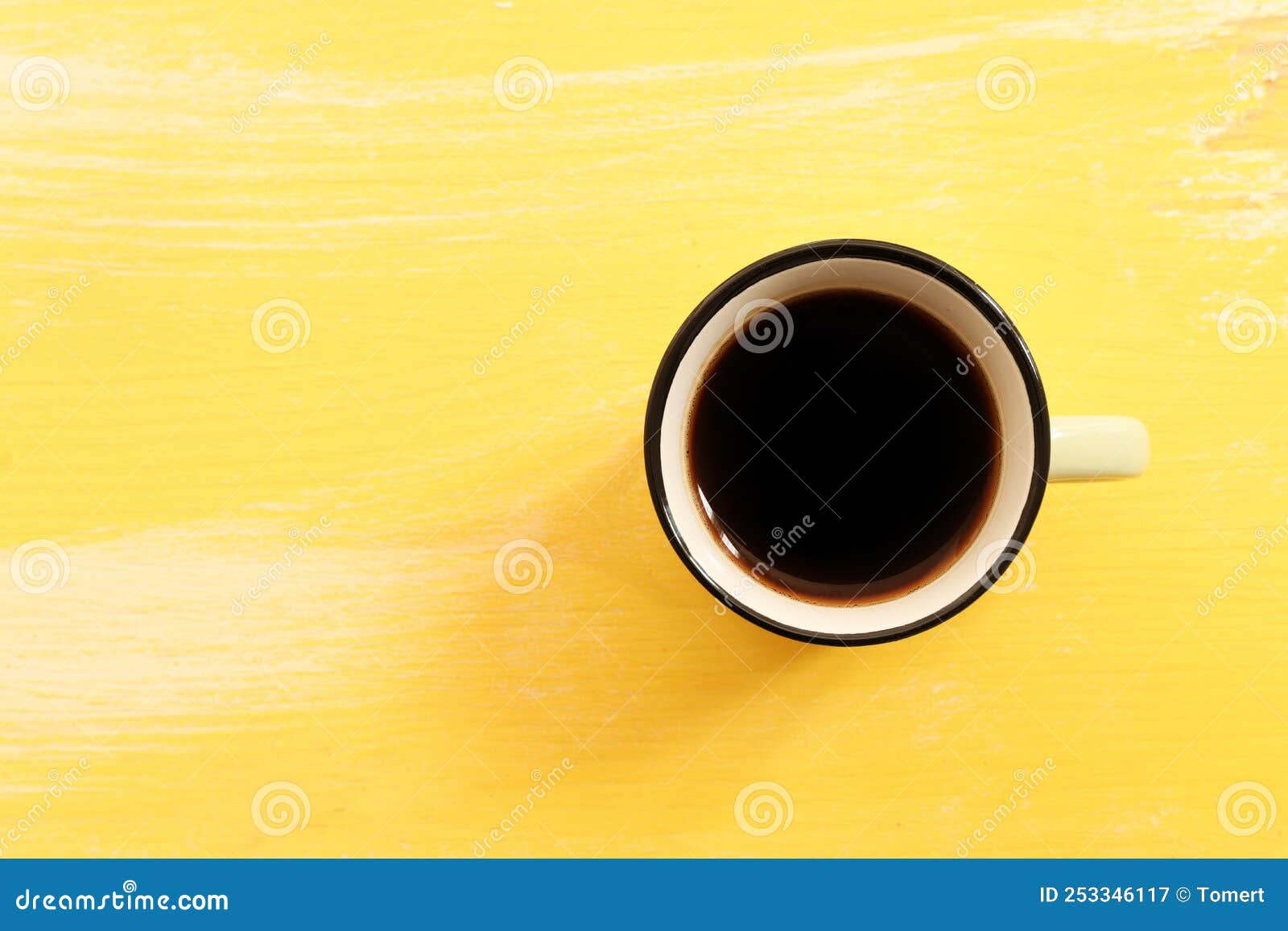 Top View Image of Coffee Cup Over Wooden Table Background Stock Image ...