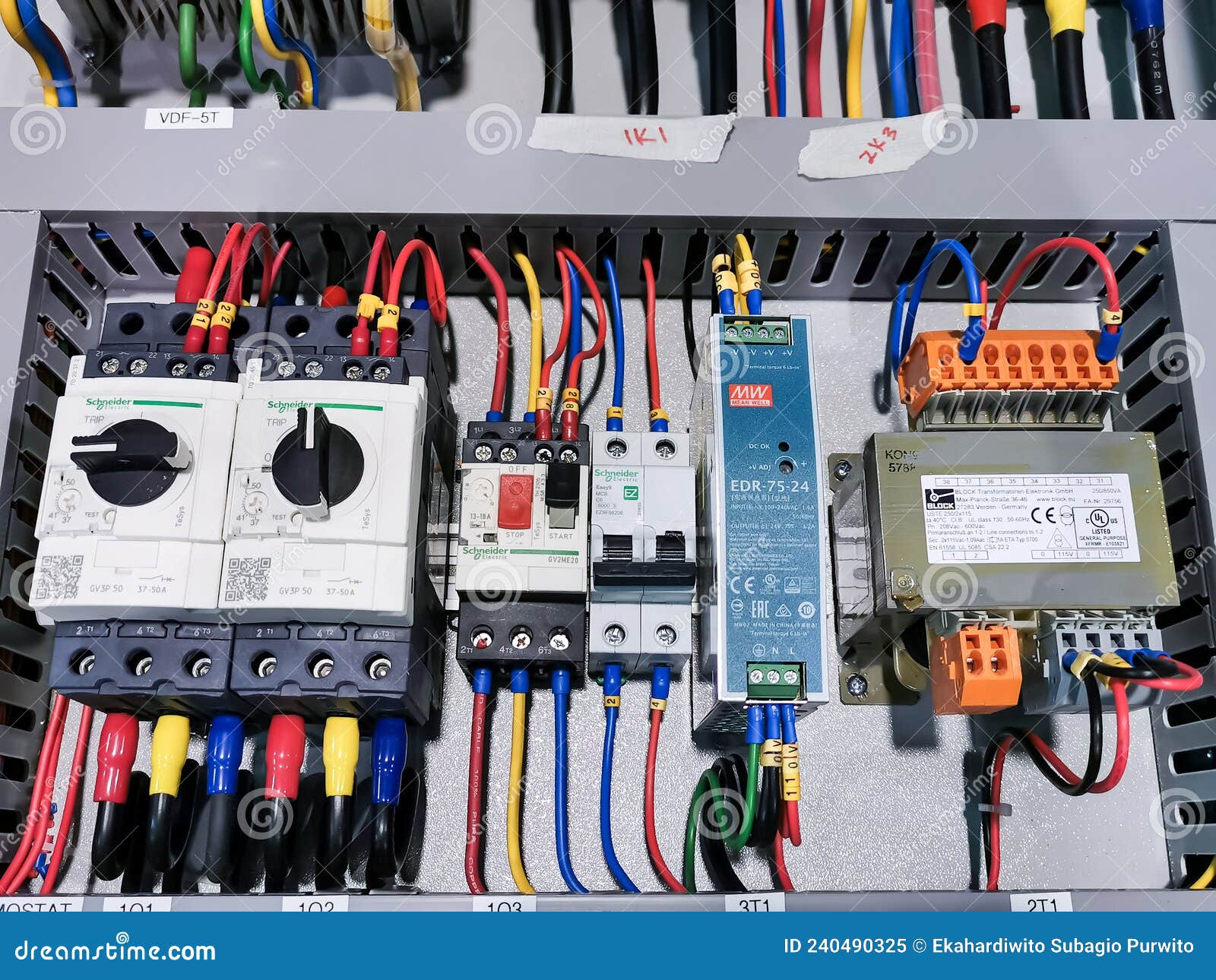 Top View Image of Electrical Circuit and Components in Hoist Control ...