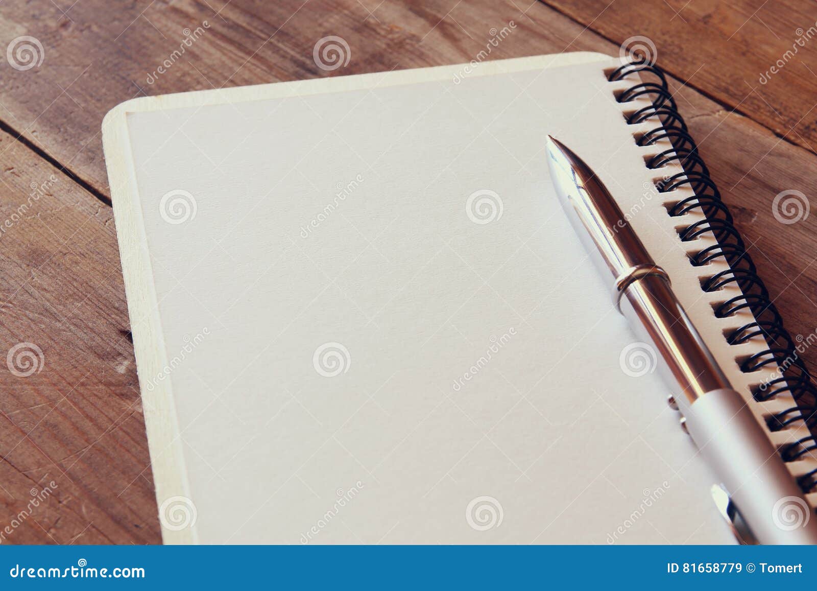 Top View Image of Open Notebook with Blank Pages Stock Image - Image of ...