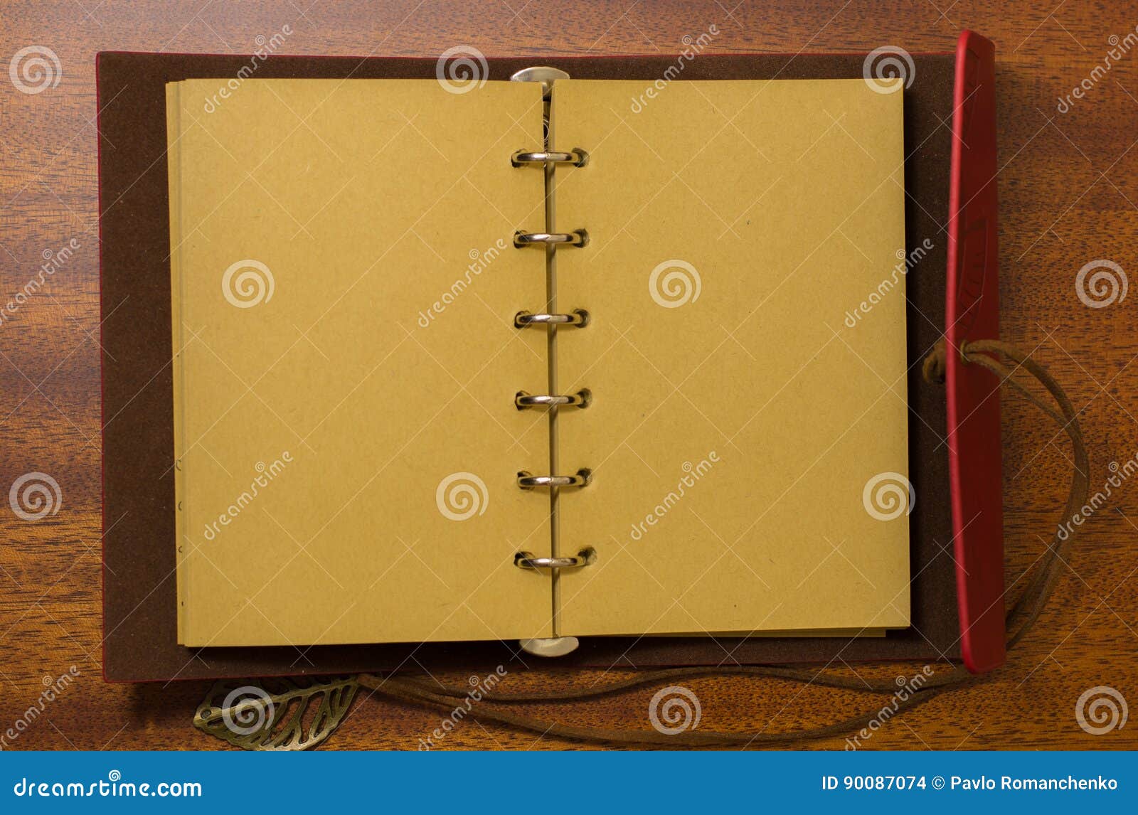Top View Image of Open Notebook with Blank Pages on Wooden Table. Ready ...