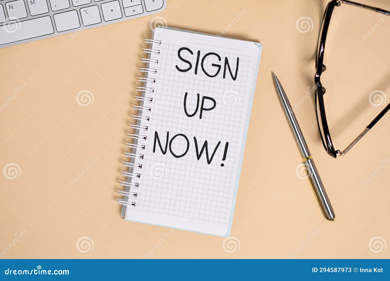 Top View Image of Paper Clipboard with Text Sign Up Now Stock Image ...