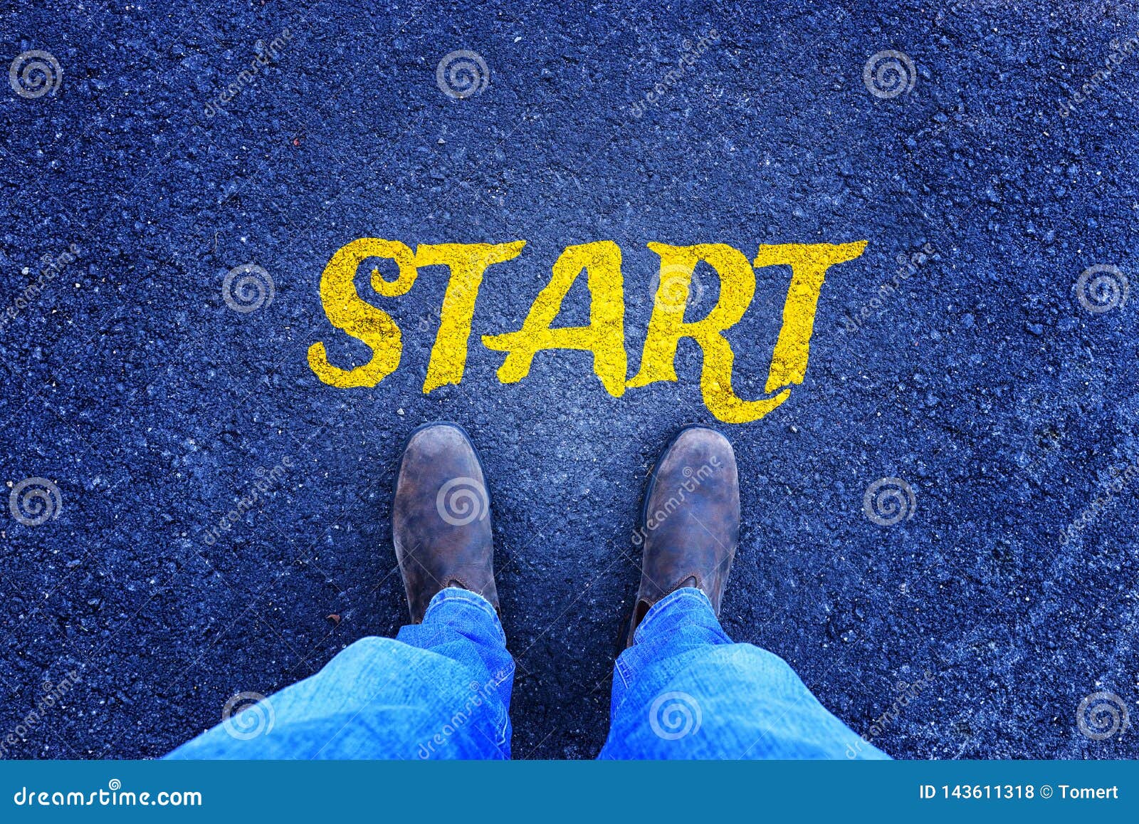 Top View Image of Person on Road with the Text START Stock Photo ...