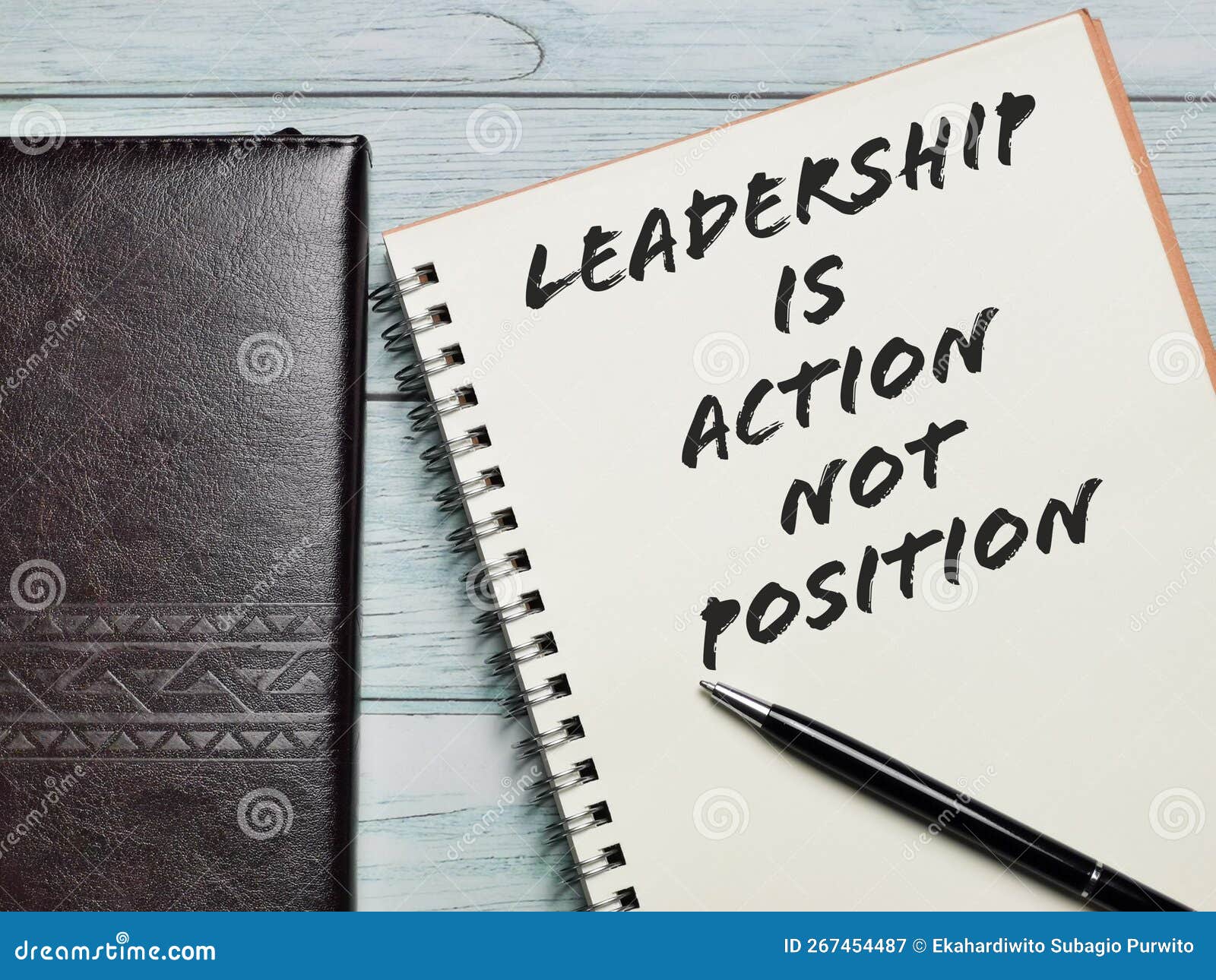 Top View Image Phrase Leadership is Action Not Position Written on the ...