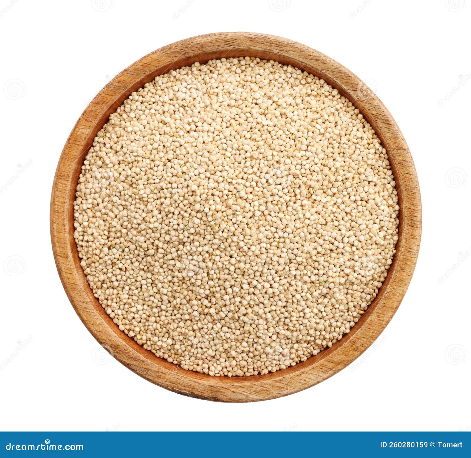 Top View Image of Quinoa in Wooden Plate Isolated on White Stock Image ...