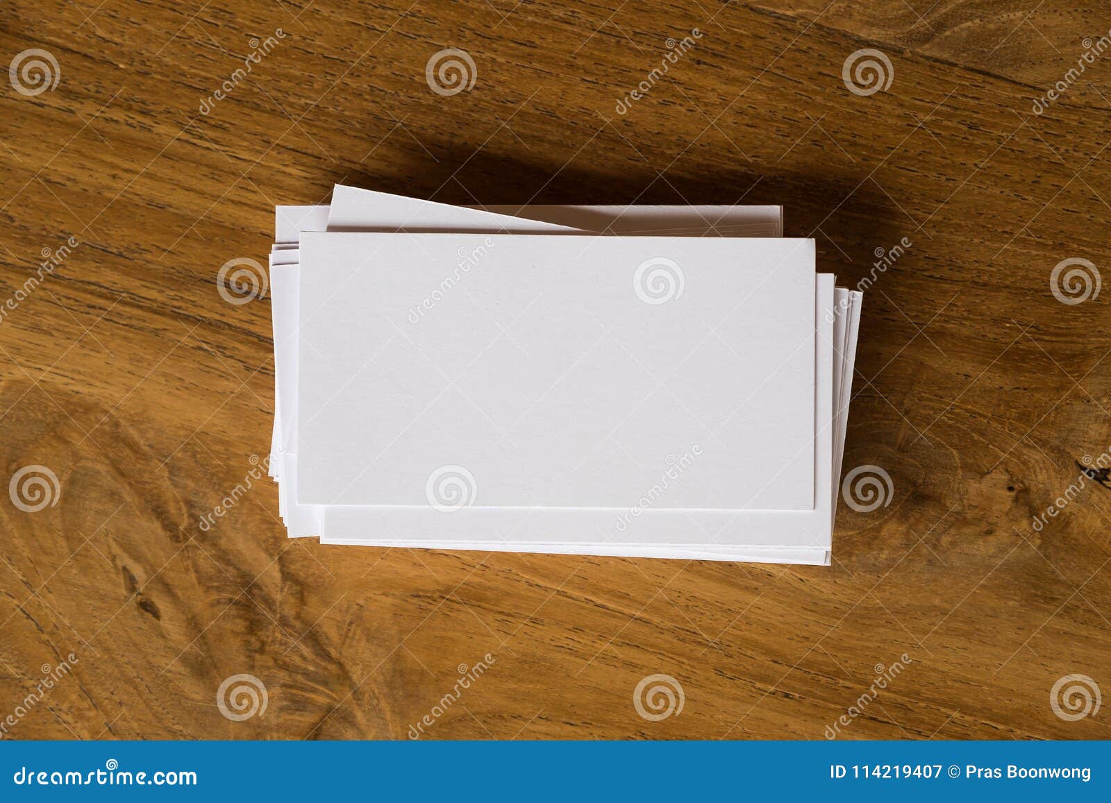 Top View Image of Stack of Business Card on Wooden Table Stock Image ...