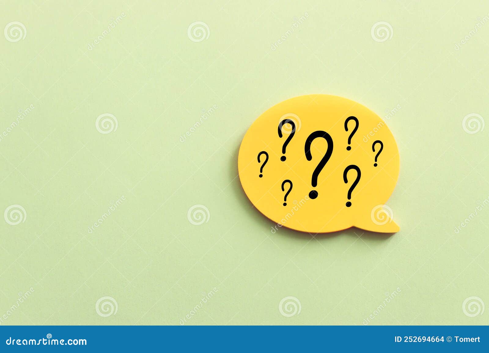 Top View Image of Sticky Note and Question Mark Over Textured Paper ...