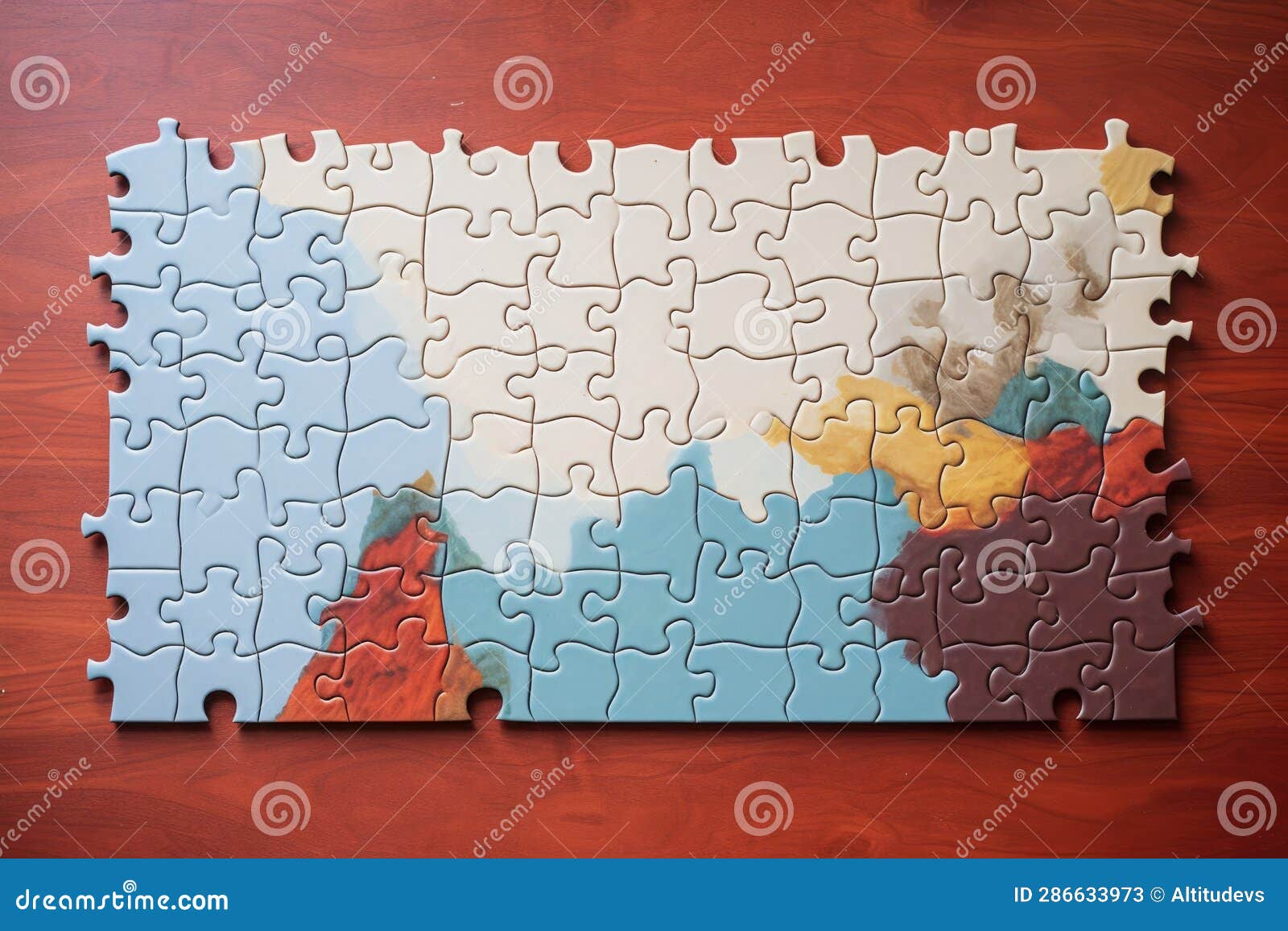Top View of an Incomplete Puzzle on a Mat Stock Illustration ...