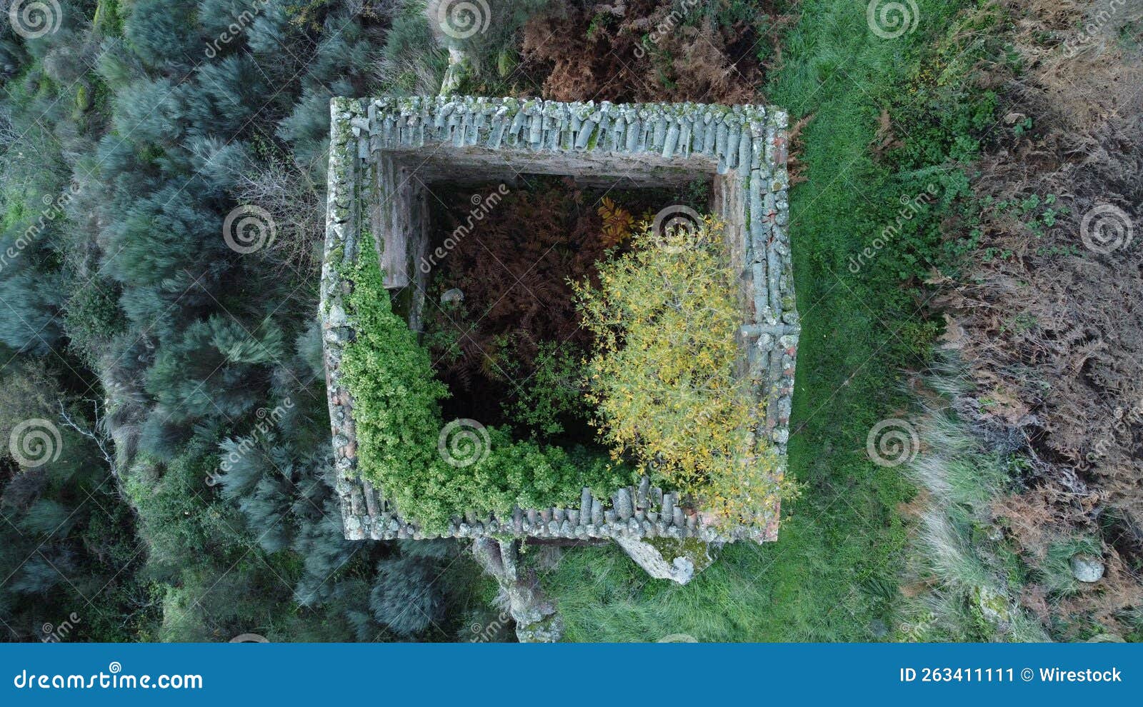Top View of an Incomplete Square Construction on a Hill in Autumn Stock ...