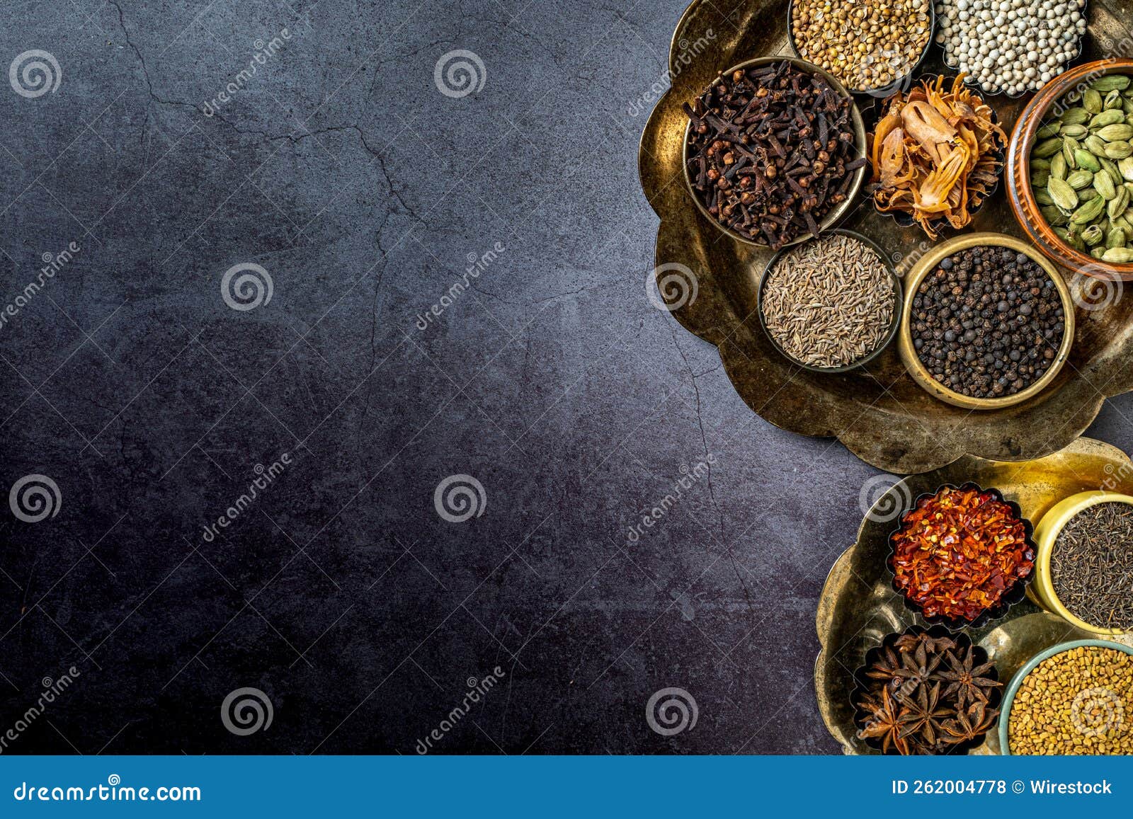 Top View of Indian Seasonings and Spices on a Table Stock Photo - Image ...