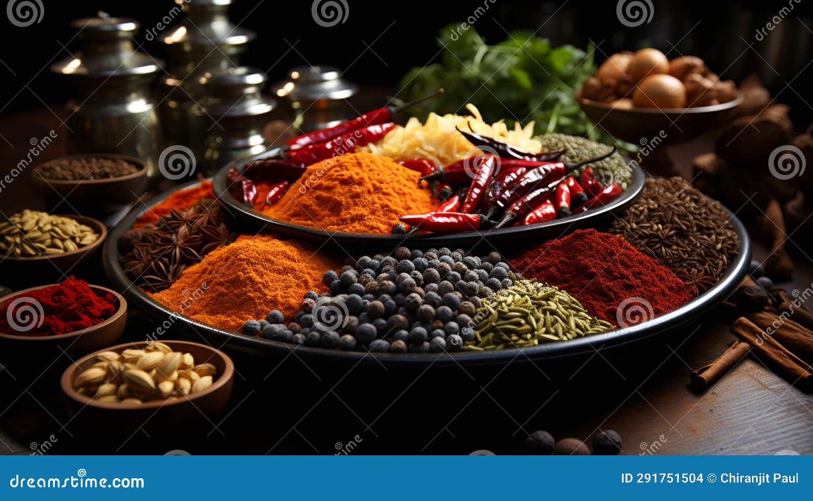 Top View of Indian Spices on a Table Stock Photo - Image of exotic ...