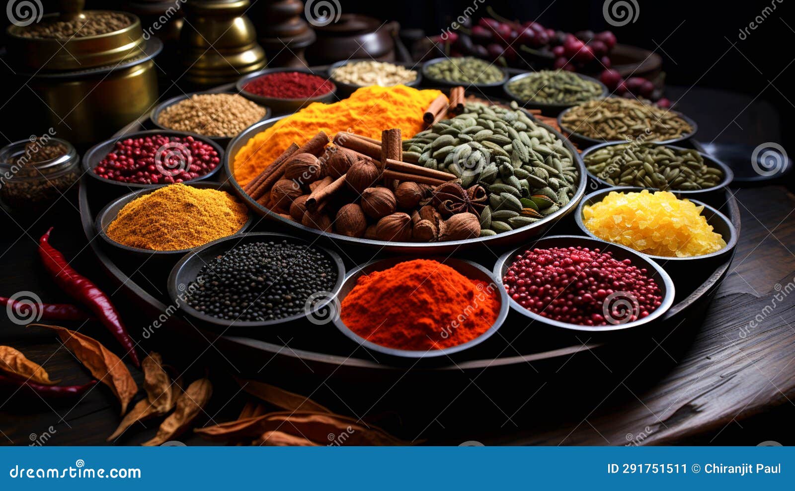 Top View of Indian Spices on a Table Stock Image - Image of table ...