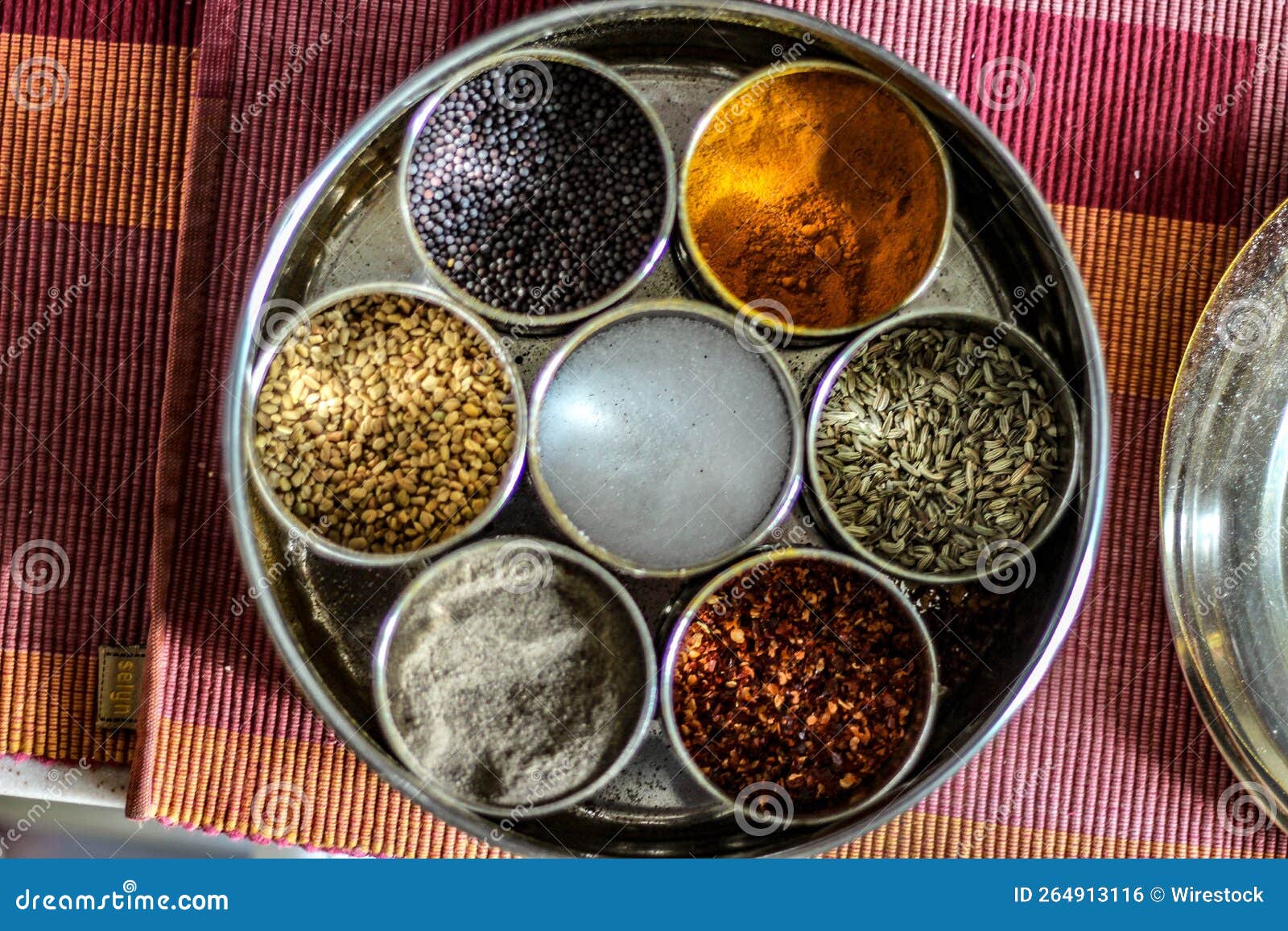 Top View of an Indian Traditional Masala Box with Various Spices Stock ...