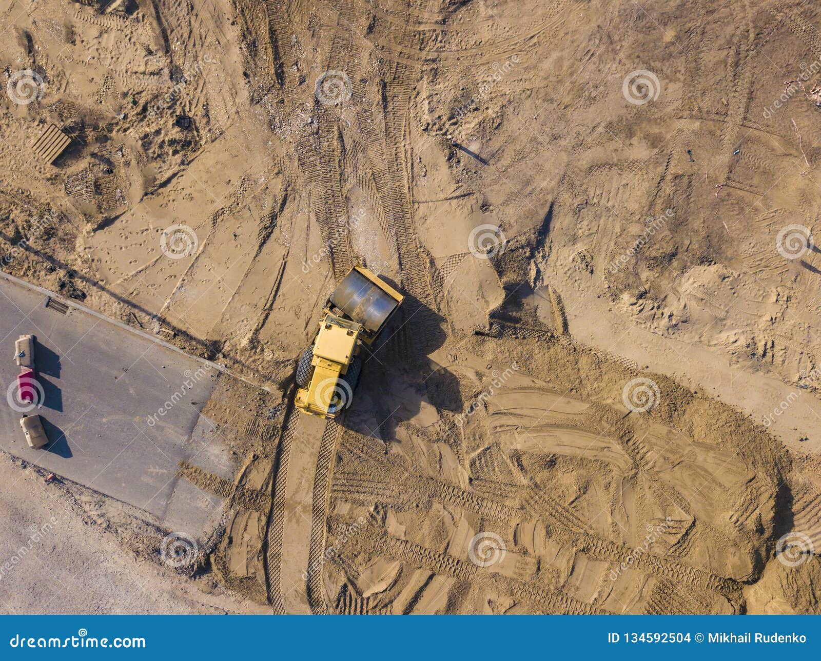 Top View of Industrial Road Roller Machine Texture, Working and Make ...