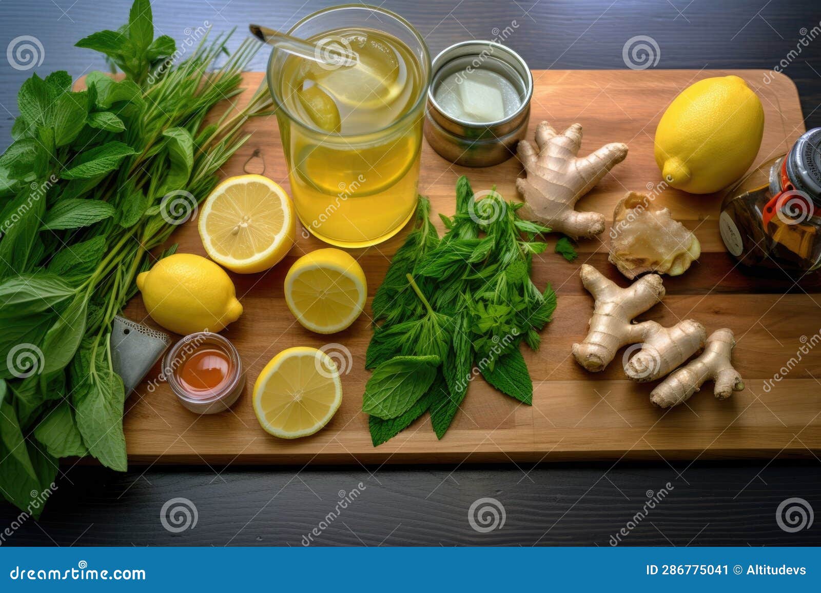 Top View of Ingredients for Lemonade on a Board Stock Image - Image of ...