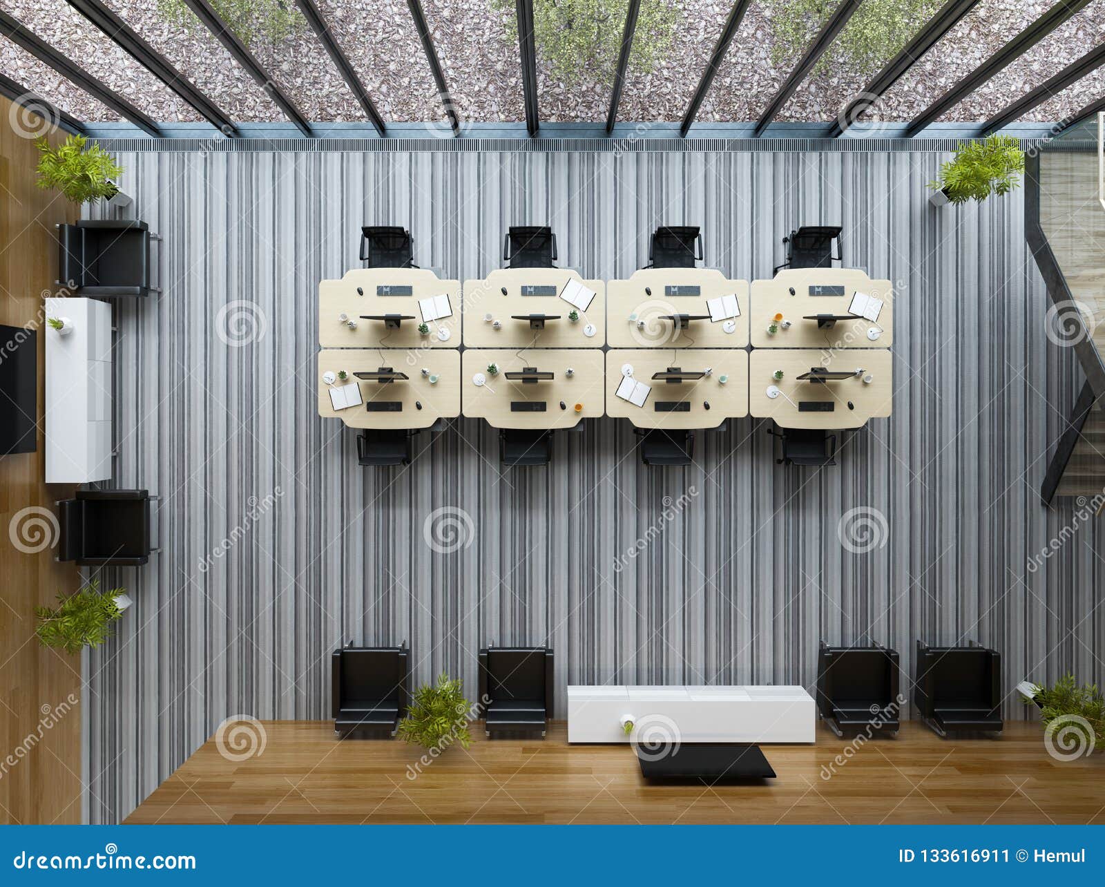 A Modern Open Office With Flexible Seating And Designated Collaboration ...