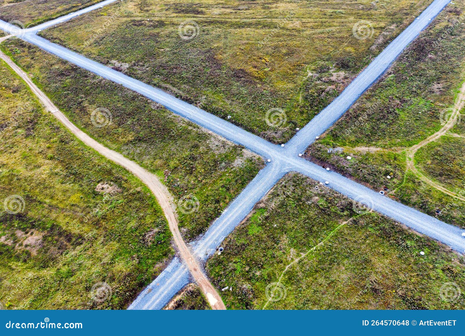 Top View of the Intersection of Asphalt and Dirt Road Stock Photo ...