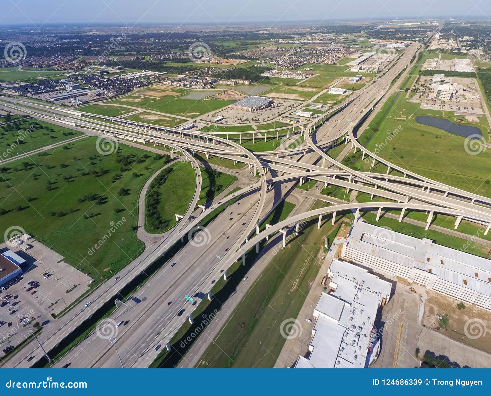 Vertical View Katy Freeway Interstate 10 with Clear Blue Sky Stock ...