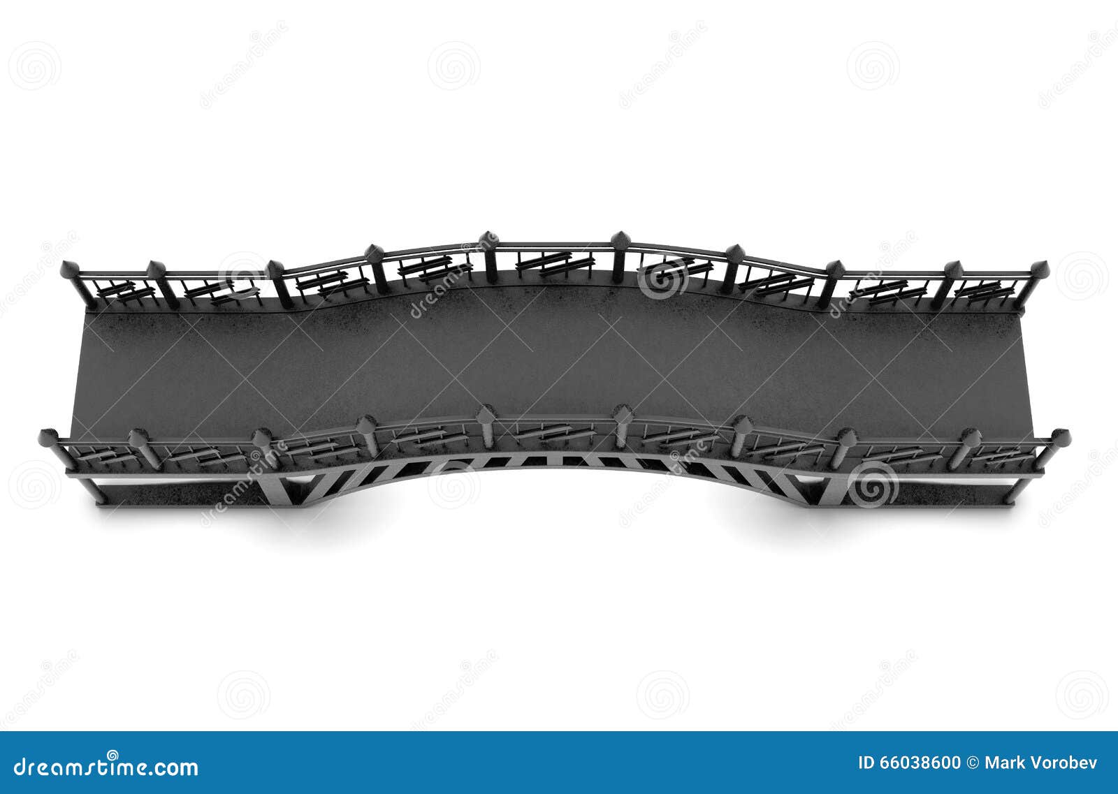 Top View of the Iron Bridge on a White Background. 3d Rendering Stock ...