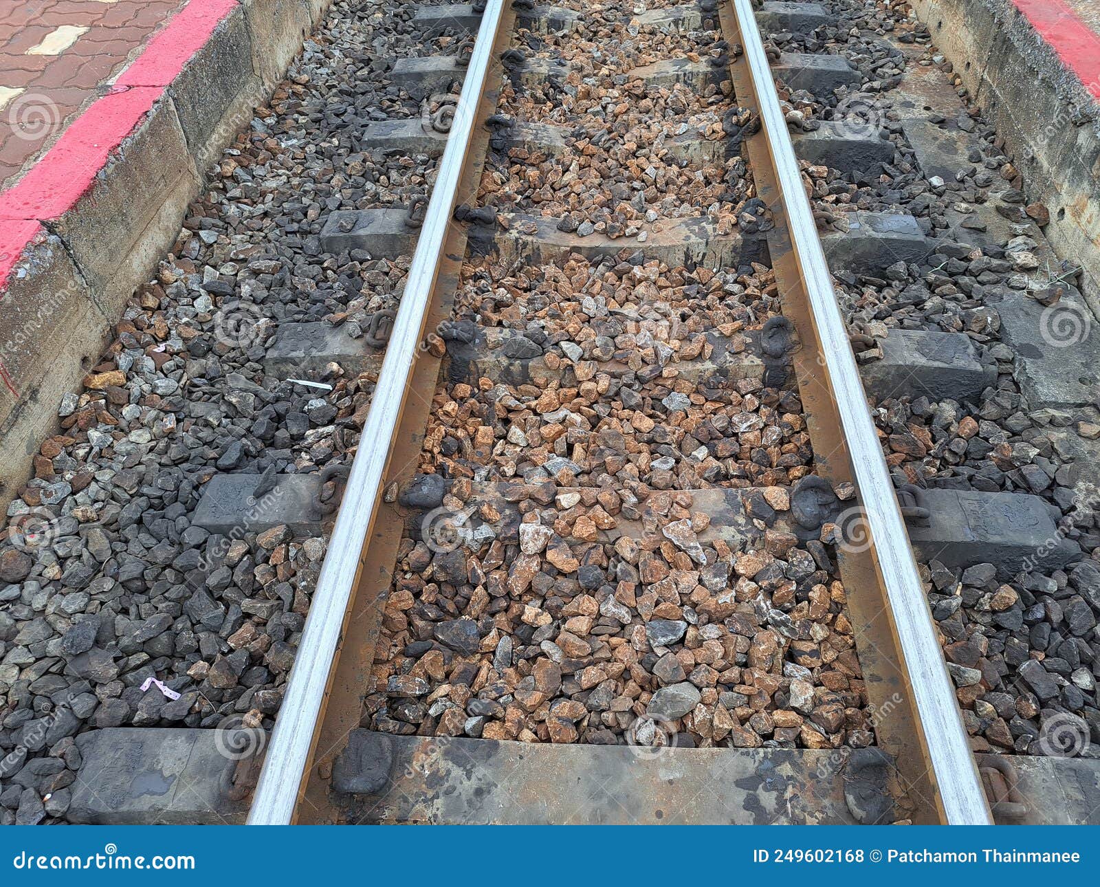 Top View Iron and Stone Rustic Railroad Tracks Selectable Focus Image ...