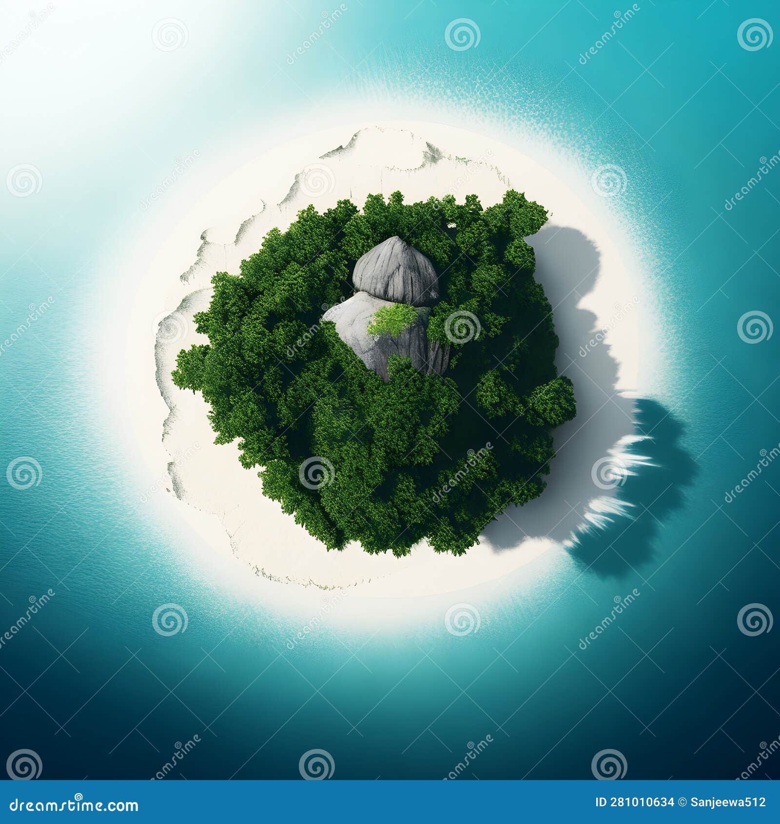 Top View of Island Around the Sea Stock Illustration - Illustration of ...