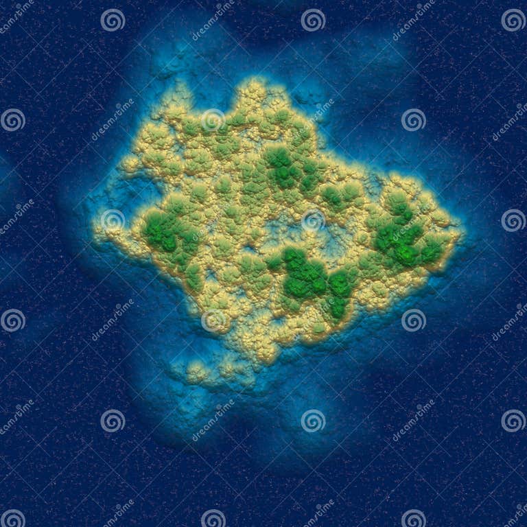 Top View of the Island - 3D Illustration Stock Illustration ...