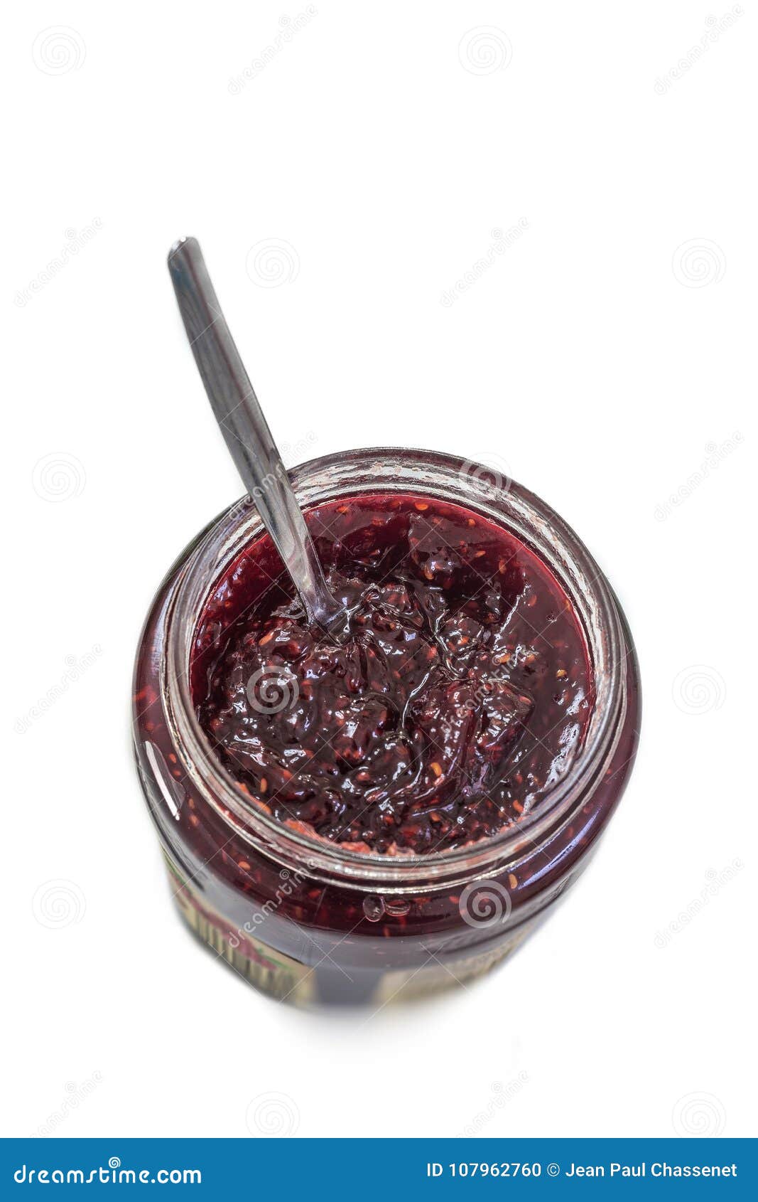 Top View of Jar of Raspberry Jam Isolated on a White Background Stock ...
