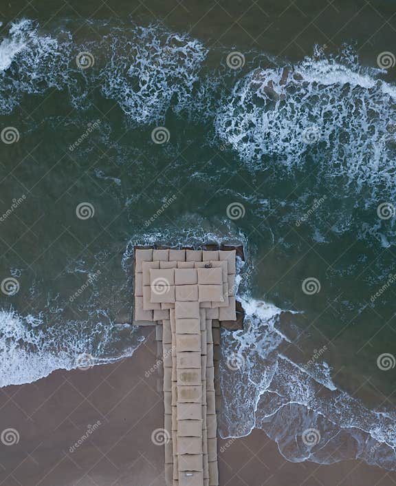 Top View of a Jetty and Sea Stock Photo - Image of seascape, beach ...