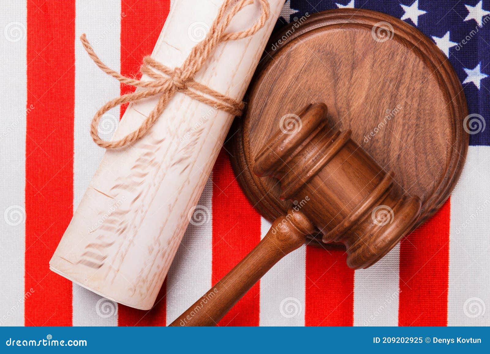 Top View Judge Gavel and Old Scroll. Stock Image - Image of rope ...