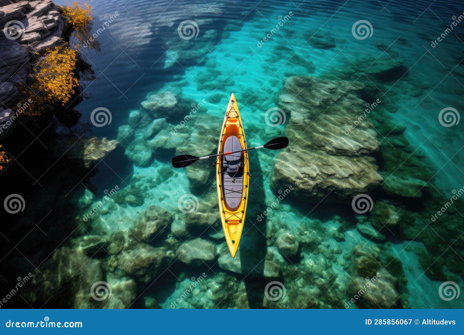 Top View of a Kayak on Crystal Clear Waters Stock Image - Image of ...