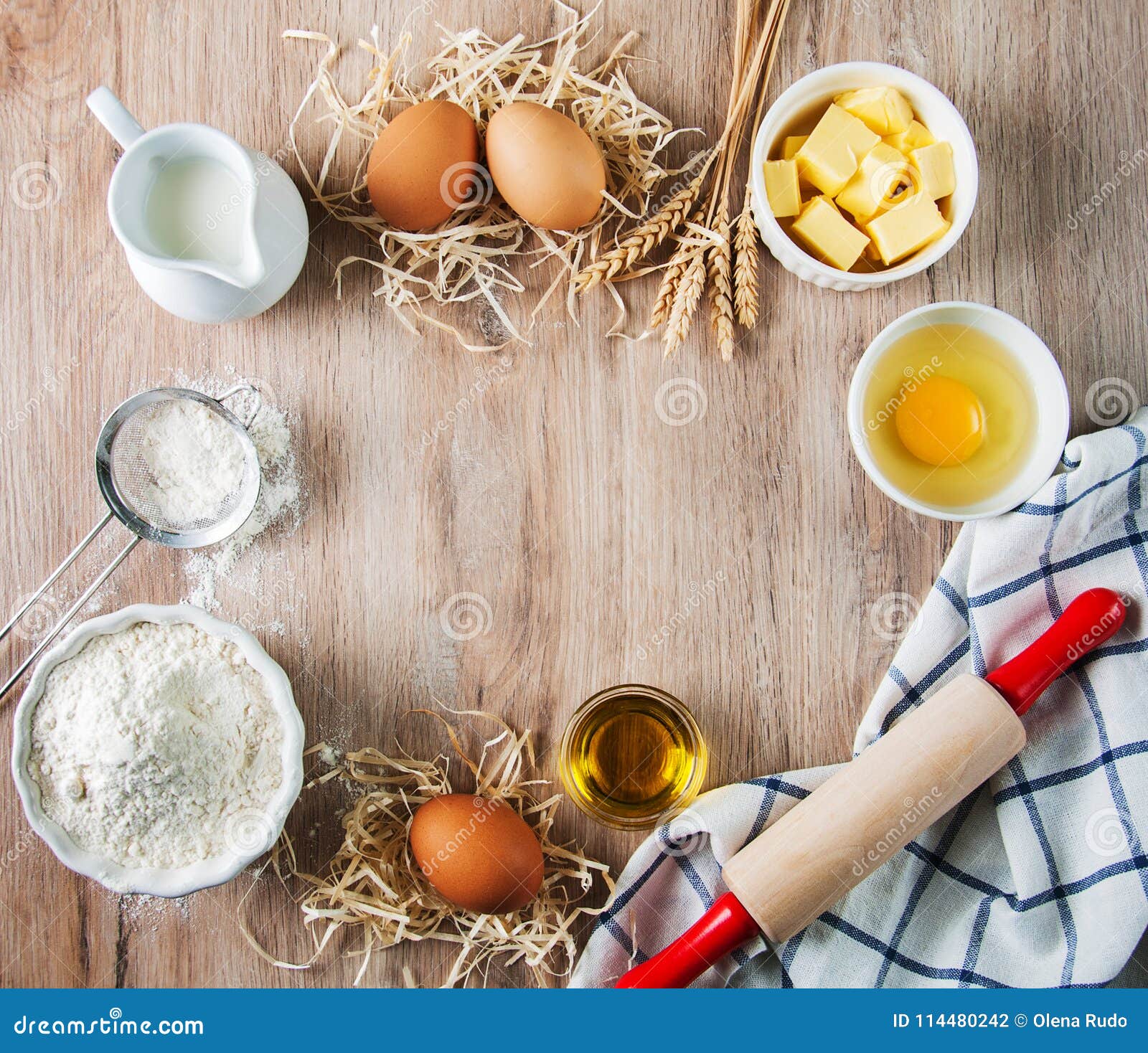 Top View of Kitchen Table with Baking Ingredients Stock Photo - Image ...