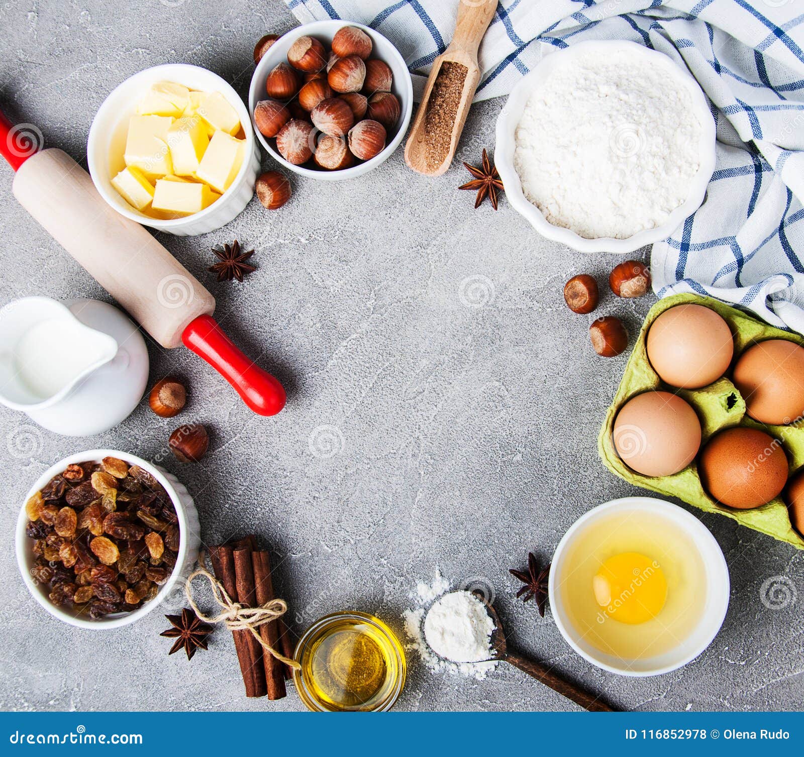 Top View of Kitchen Table with Baking Ingredients Stock Photo - Image ...