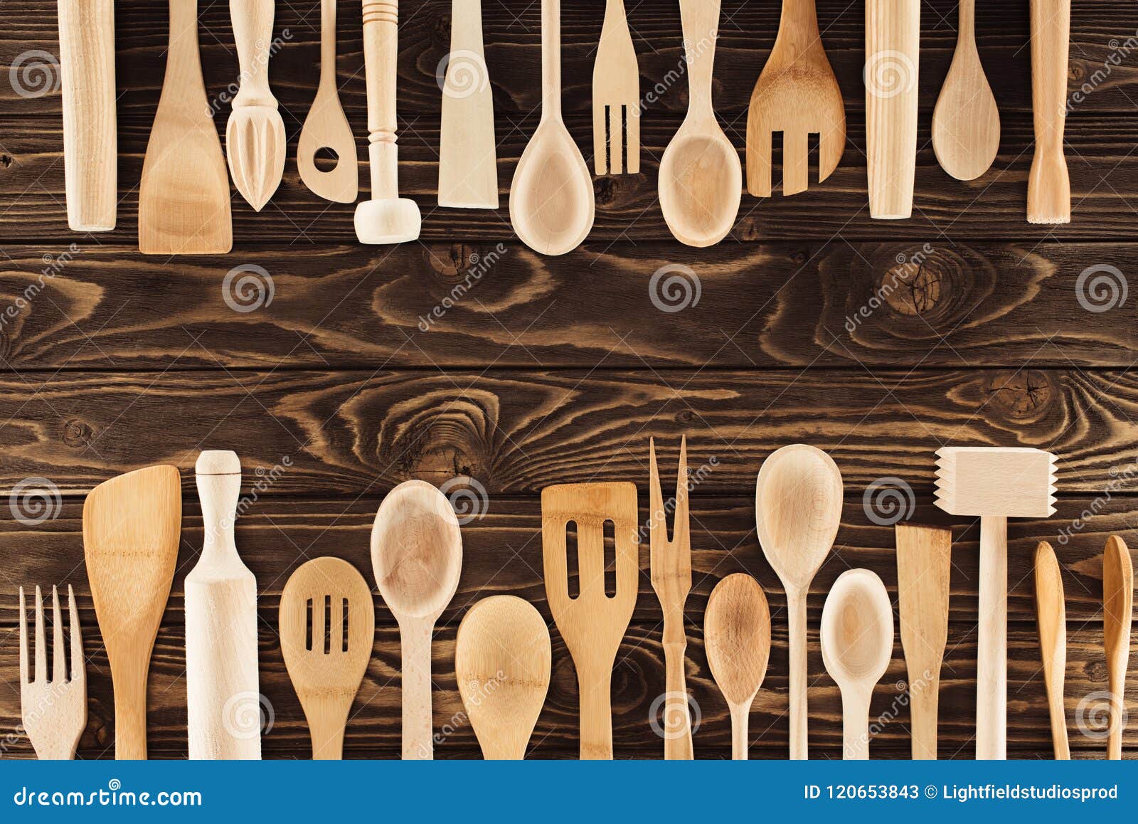 Top View of Kitchen Utensils Placed in Rows Stock Image - Image of ...