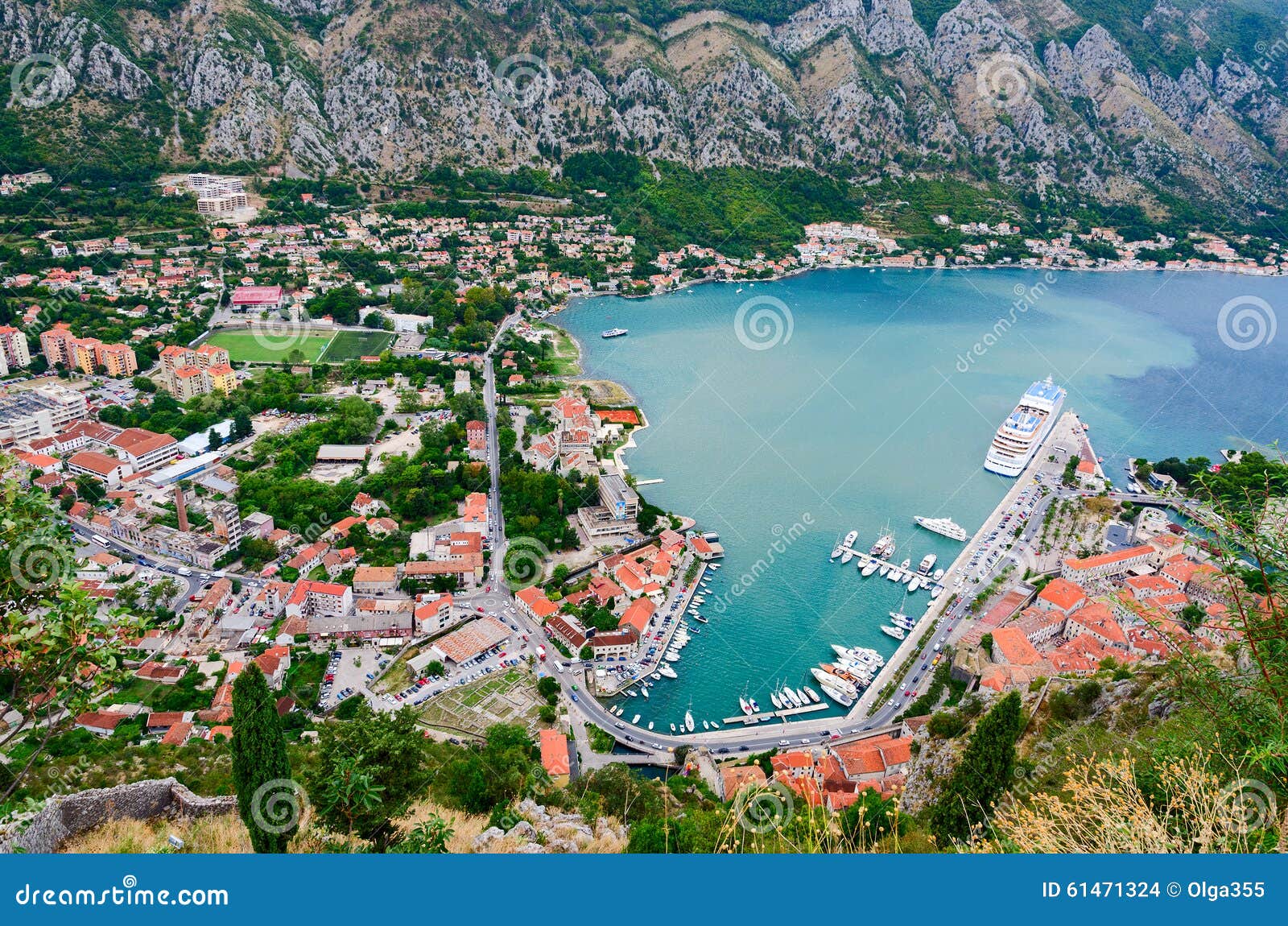Top View of the Kotor and Kotor Bay, Montenegro Editorial Stock Image ...