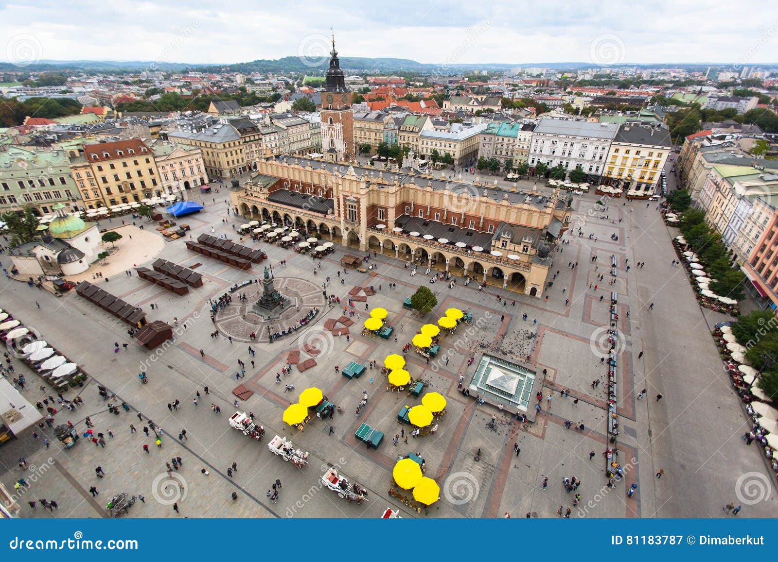 Top View of the Krakow Central Market Square Stock Image - Image of ...