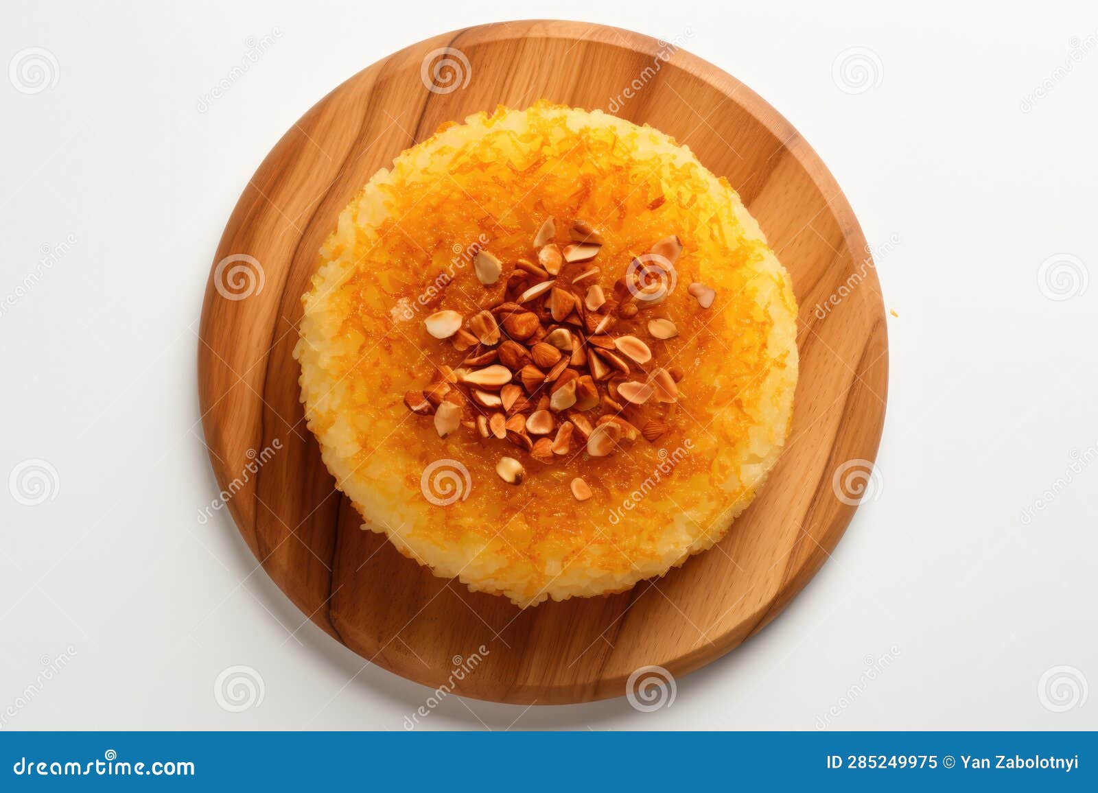 Top View, Kunafa on a Wooden Boardon White Background Stock ...