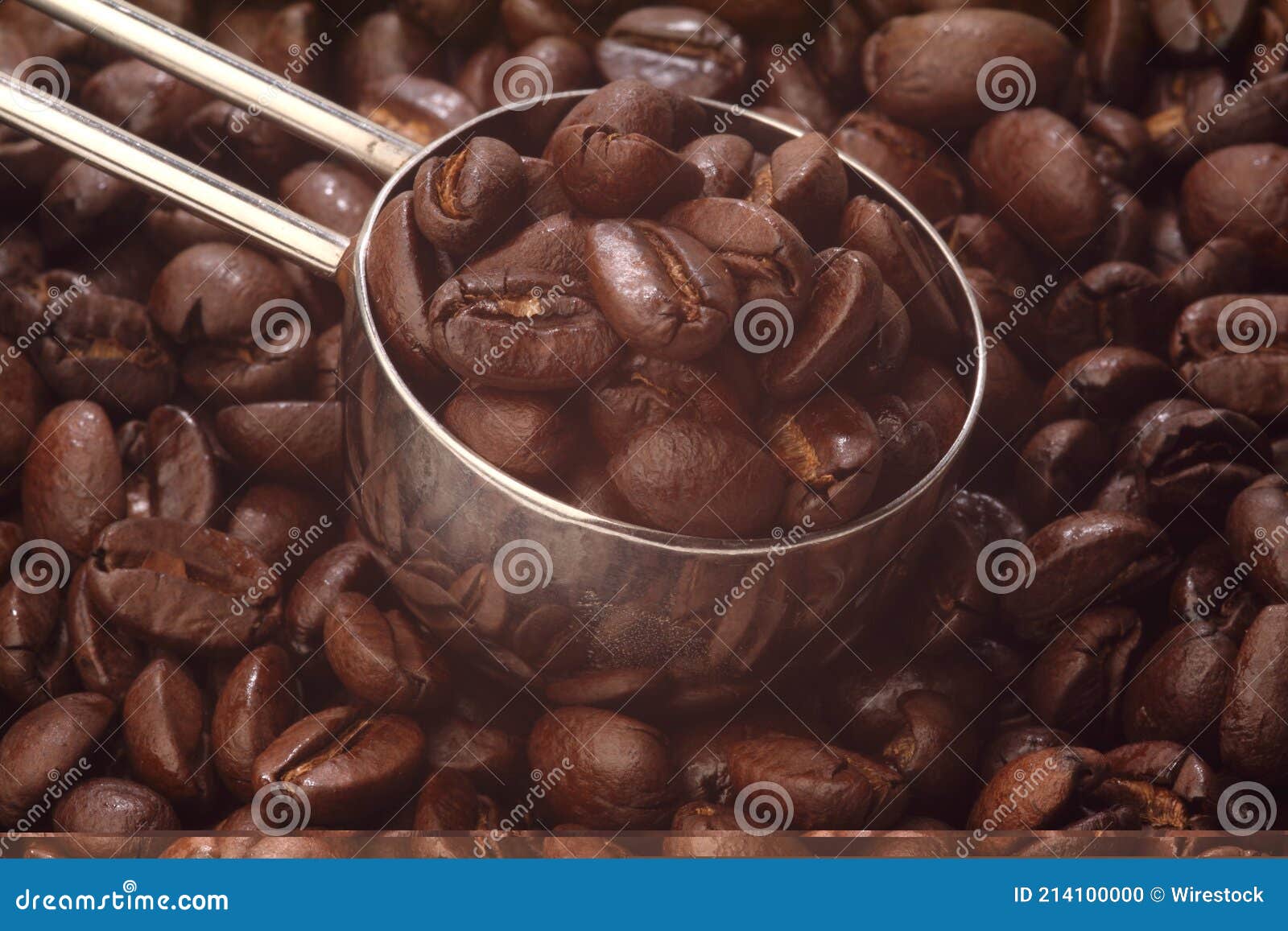 Top View of a Ladle Filled with and Surrounded by Coffee Beans Stock ...