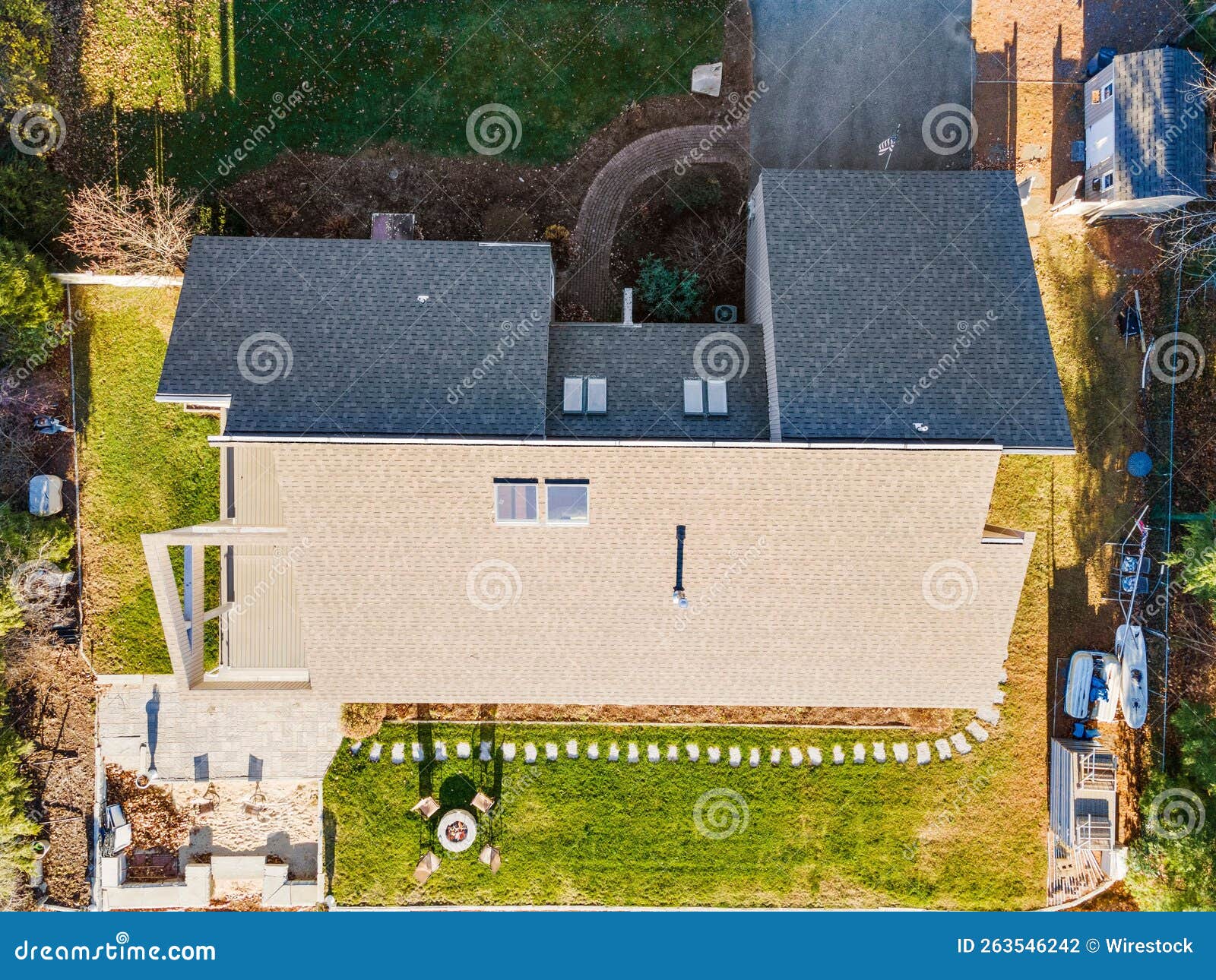 Top View of the Lakefront House on a Sunny Day Stock Photo - Image of ...