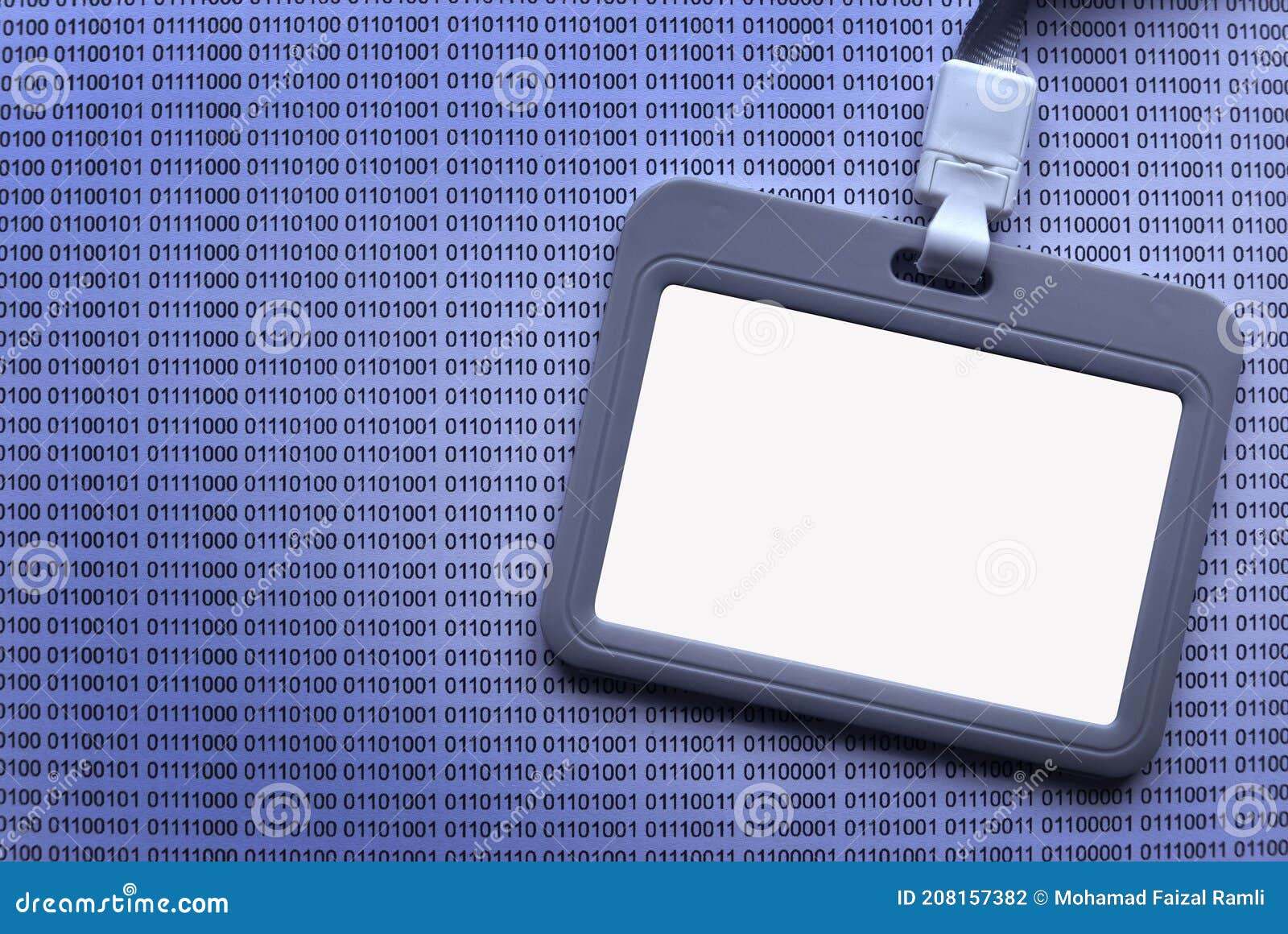 Top View of Lanyard and Blank Name Tag on a Paper of Binary Code Stock Photo - Image of face ...