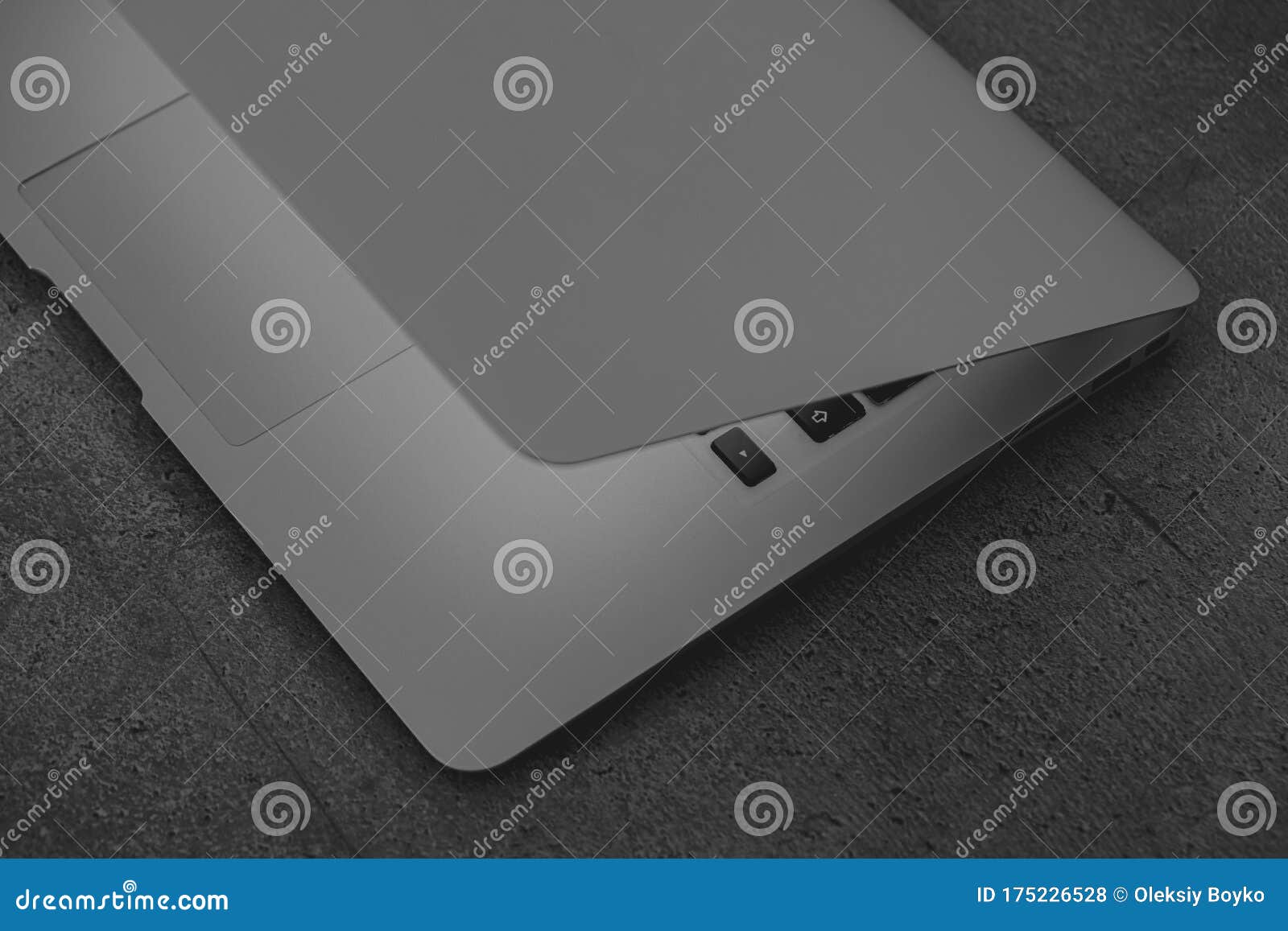 Top View of a Laptop with Closed Lid on an Office Table, Low Light ...