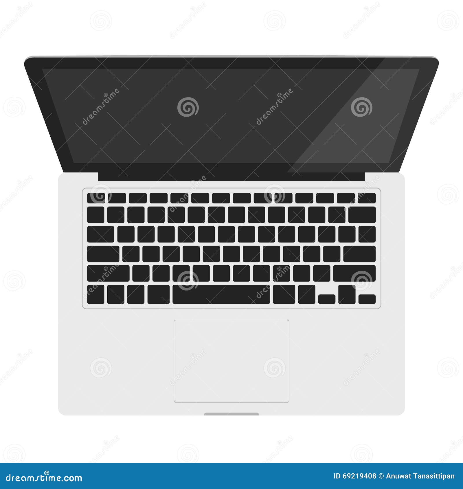 Top View of Laptop Computer with Keyboard Layout Template, Illustration ...