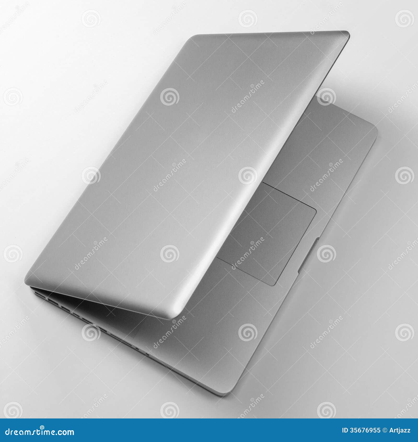 Top View of Laptop on White Table Stock Image - Image of computer, gray ...