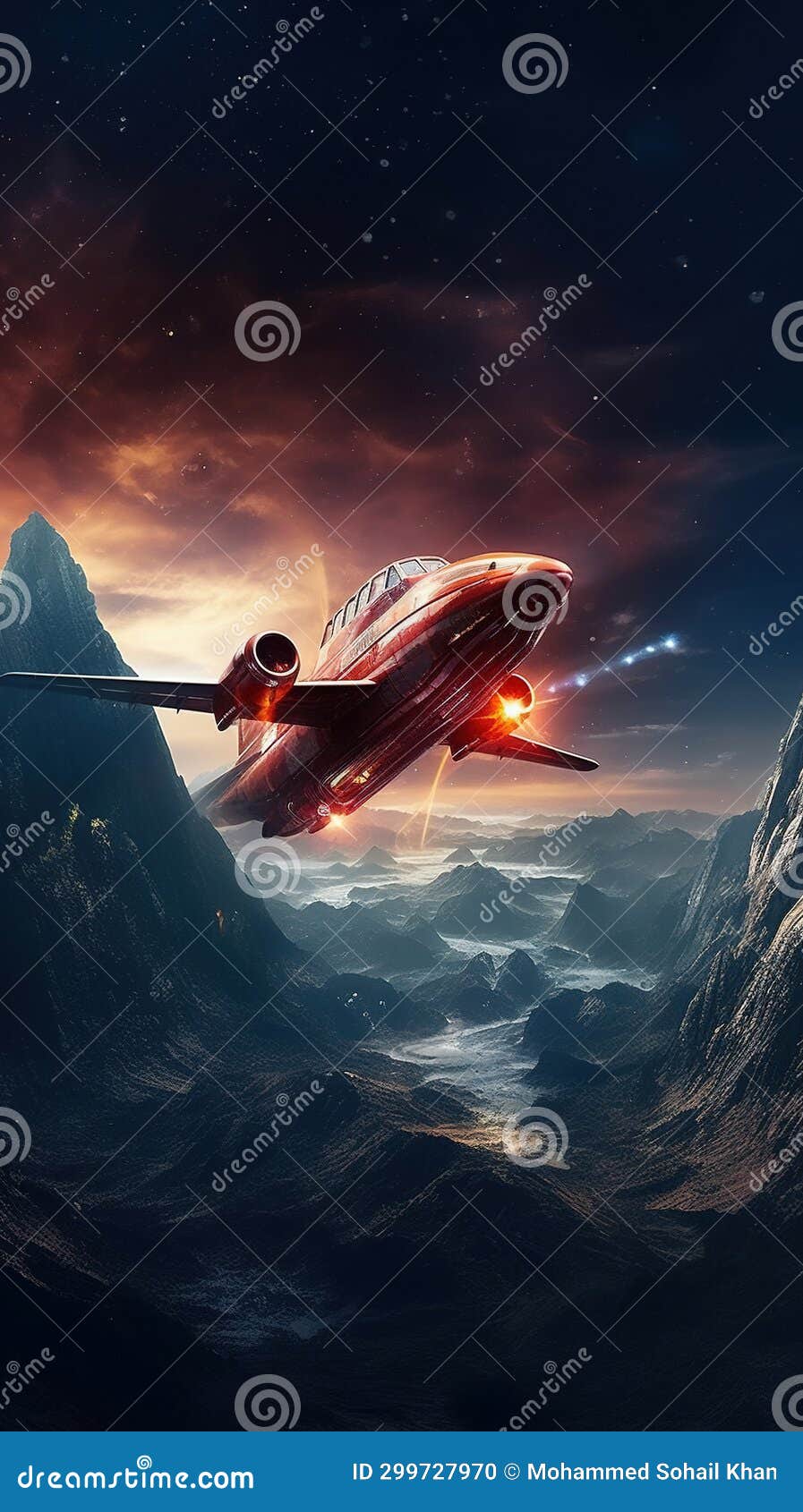 Top View of Large Advanced Space Ship on Blurry Background Stock Photo ...