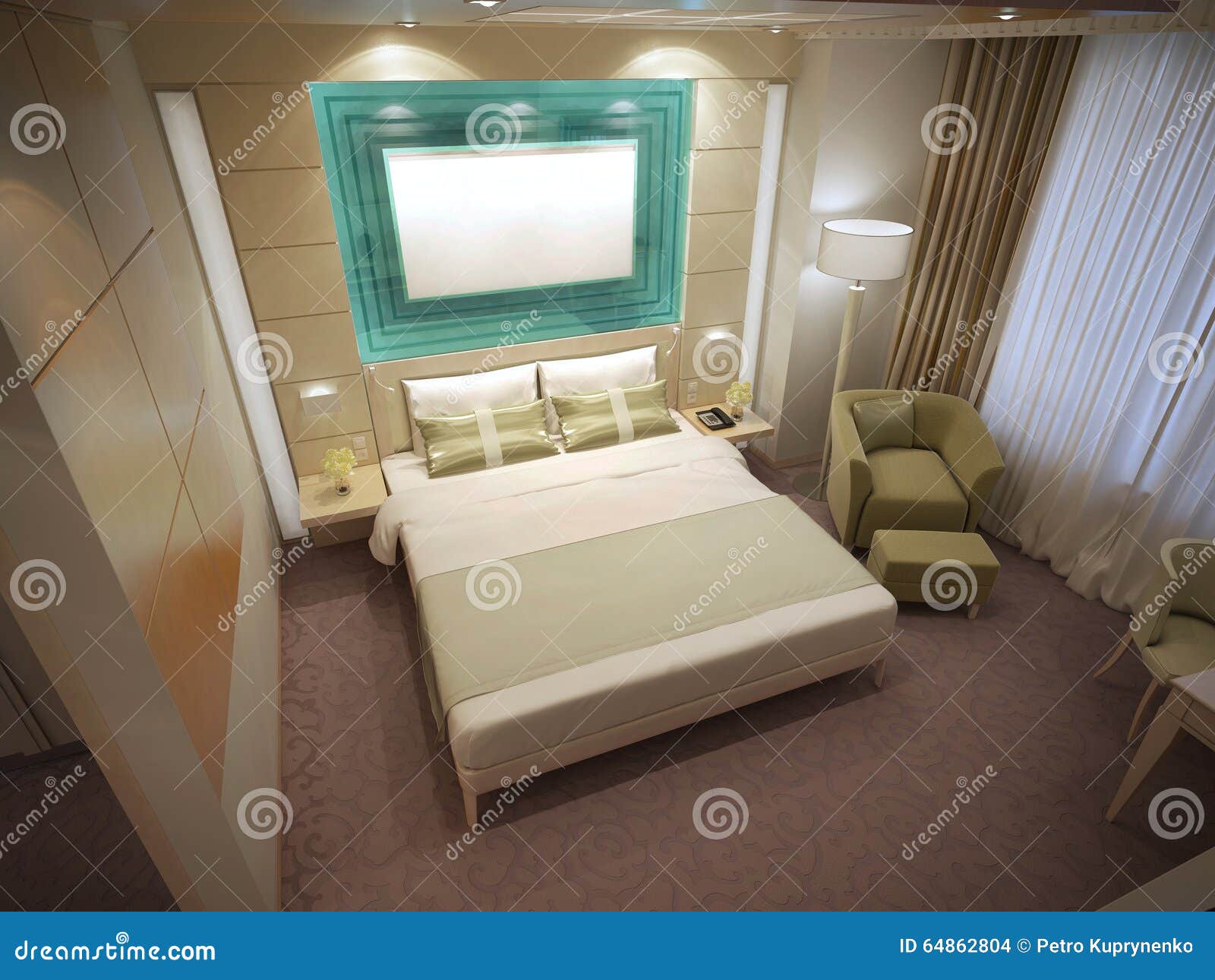 Top View on Large Business Hotel Room Stock Photo - Image of blanket ...