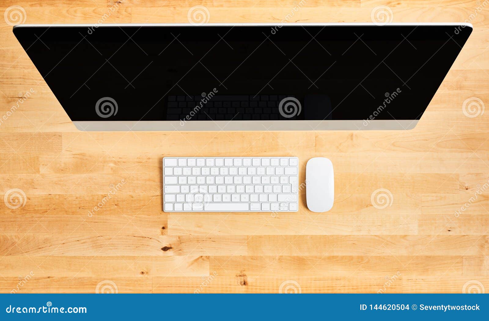 Top View of Large Desktop Computer on Wooden Office Desk Editorial ...