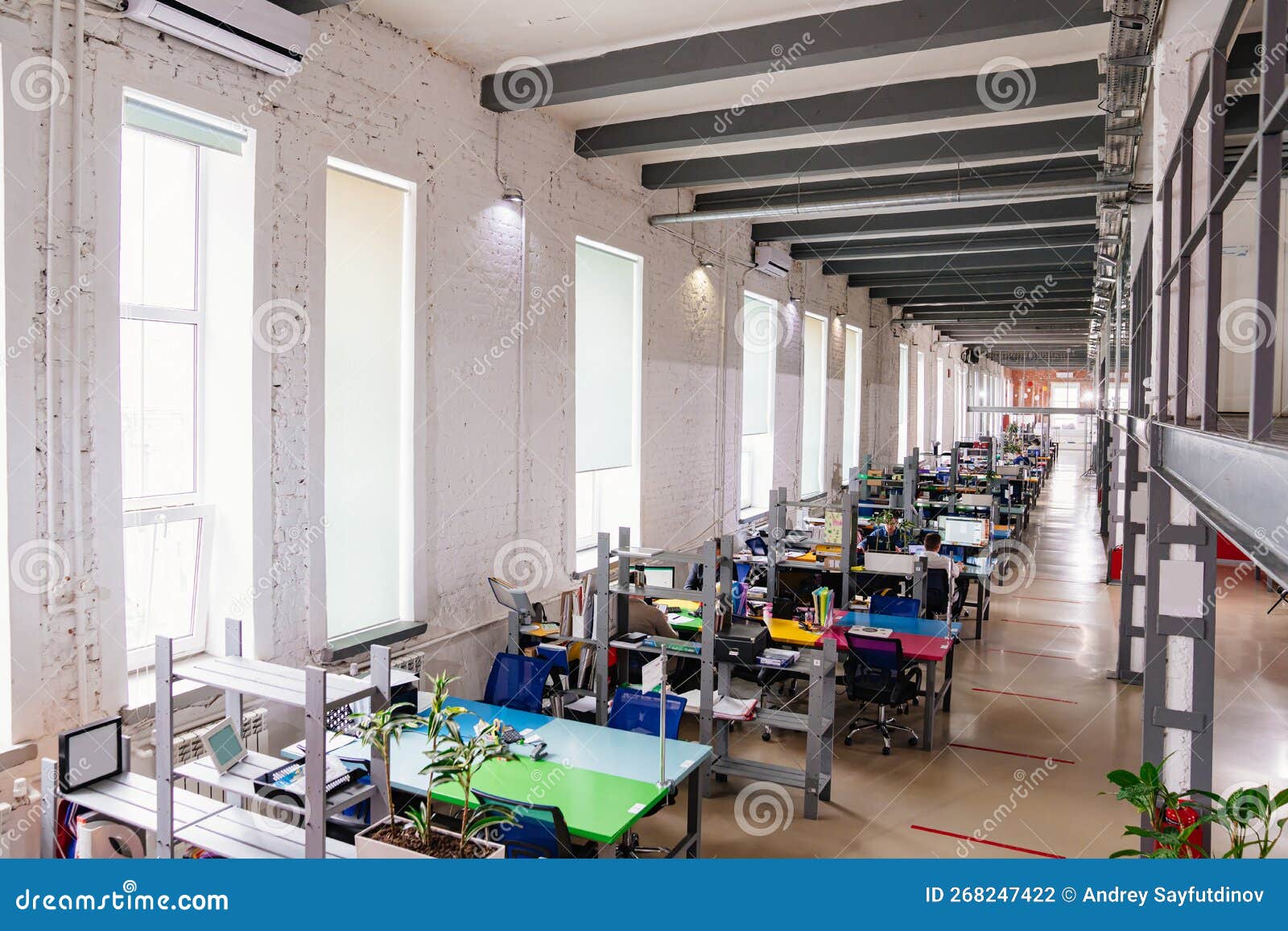 A Top View of a Large Open Office Space. Modern Workplaces without ...