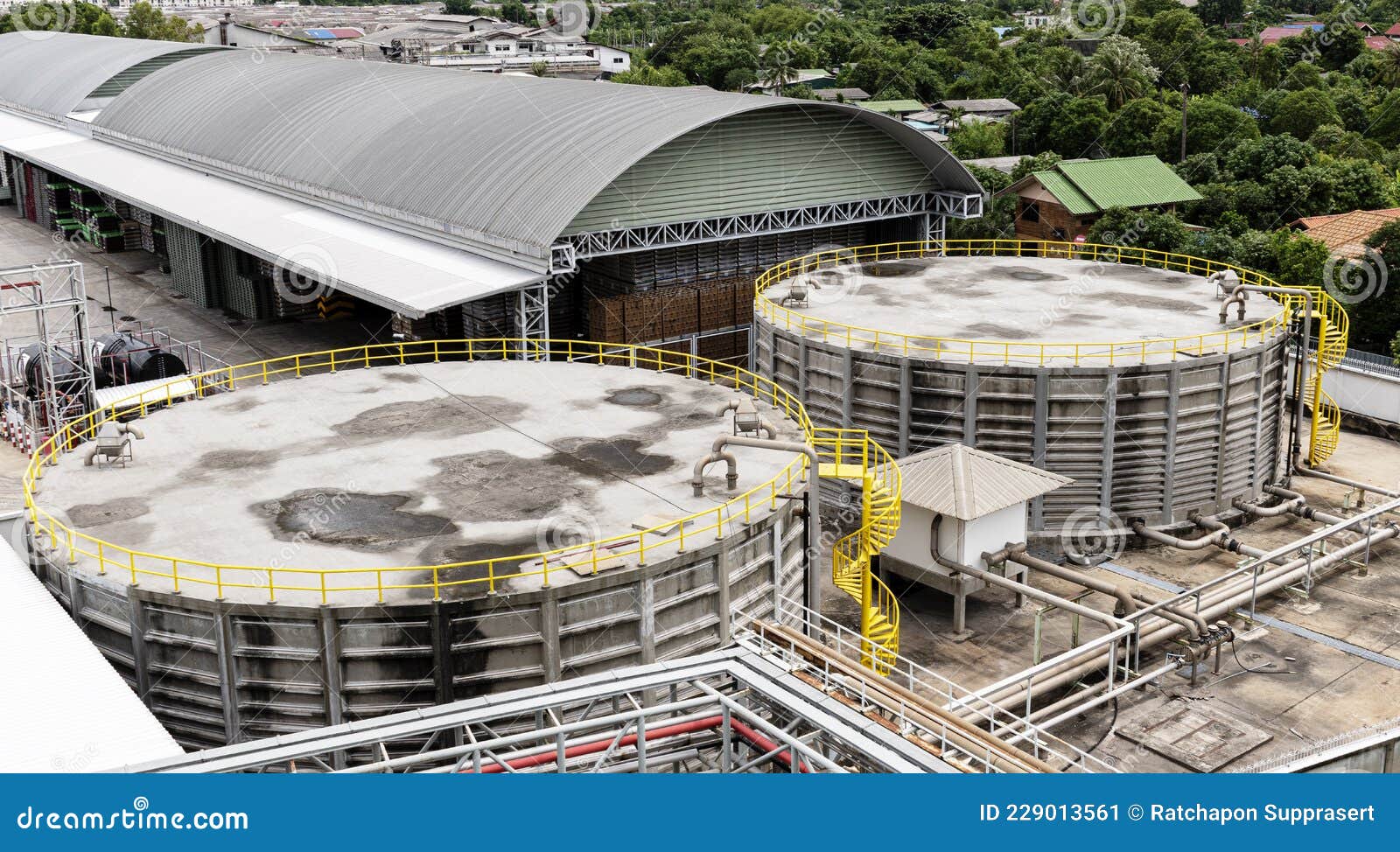 Top View Large Water Tanks for Production Processes Stock Image - Image ...