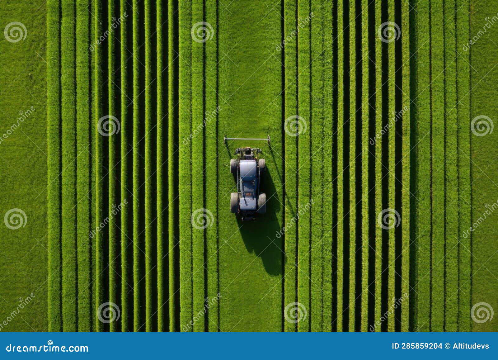 Top View of a Lawn Mower with Freshly Mowed Lines Stock Photo - Image ...