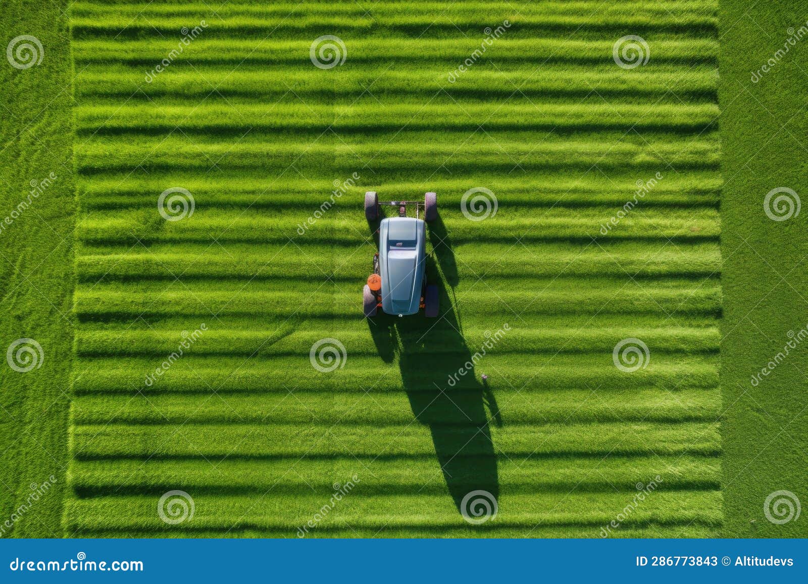 Top View of a Lawn Mower with Freshly Mowed Lines Stock Image - Image ...